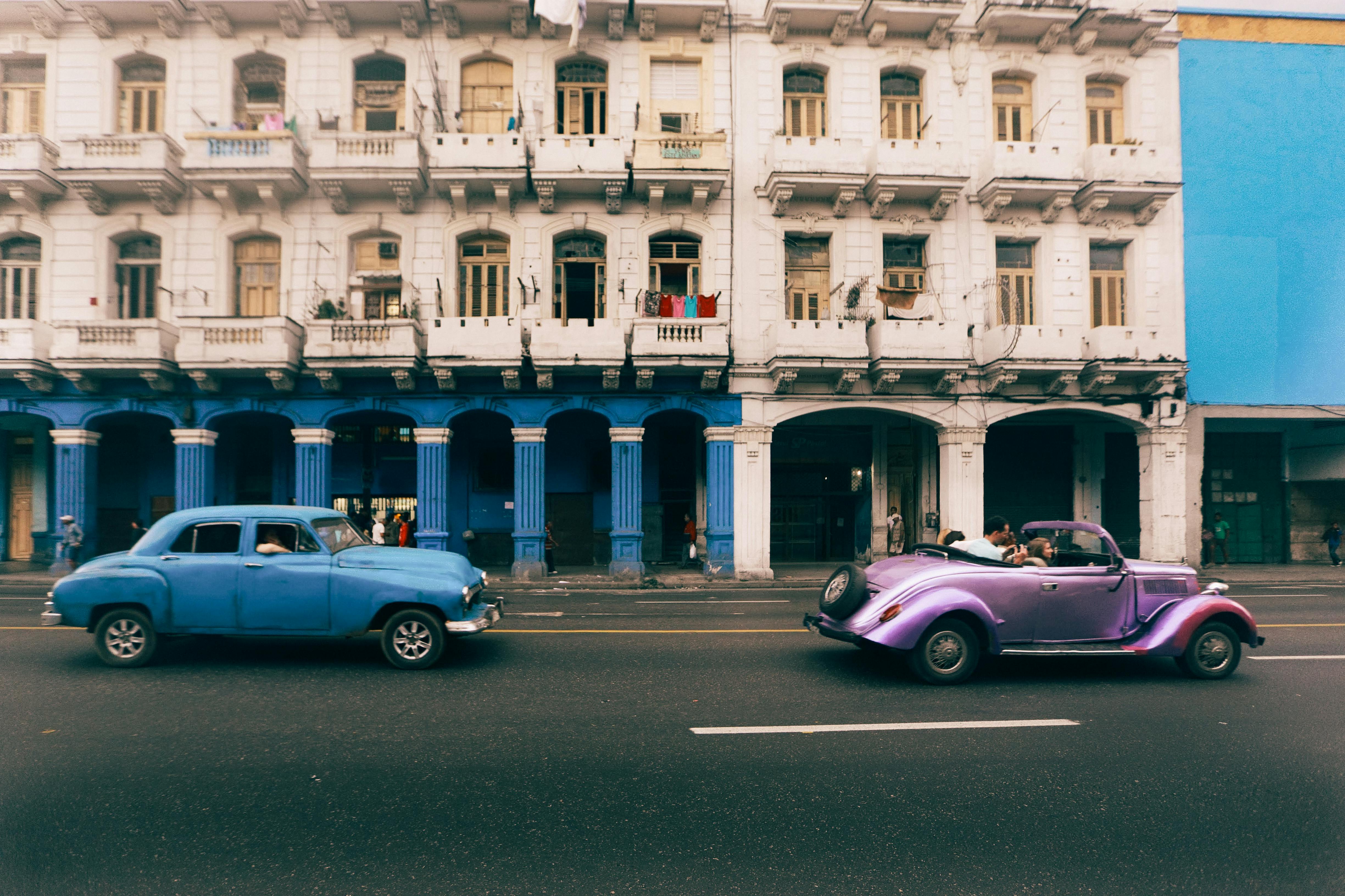 Colorful Vintage Cars on Street · Free Stock Photo