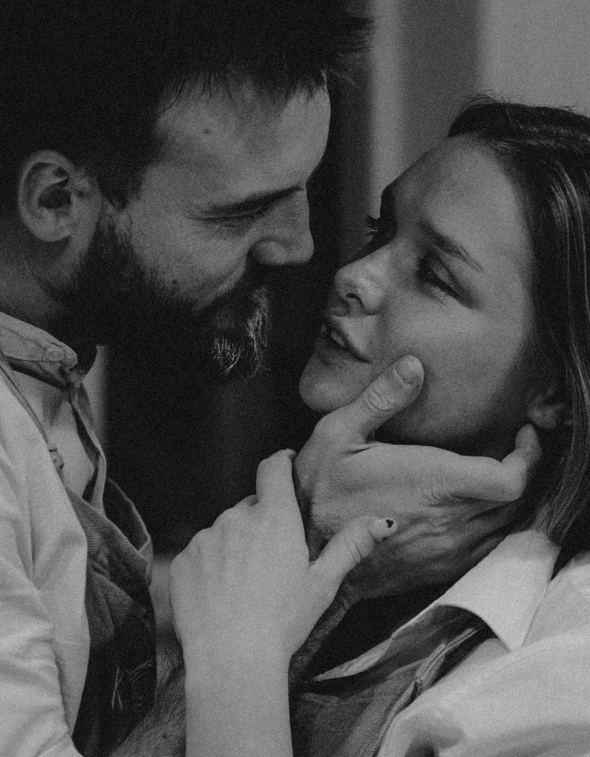 Monochrome Photo of Couple In Ocean · Free Stock Photo