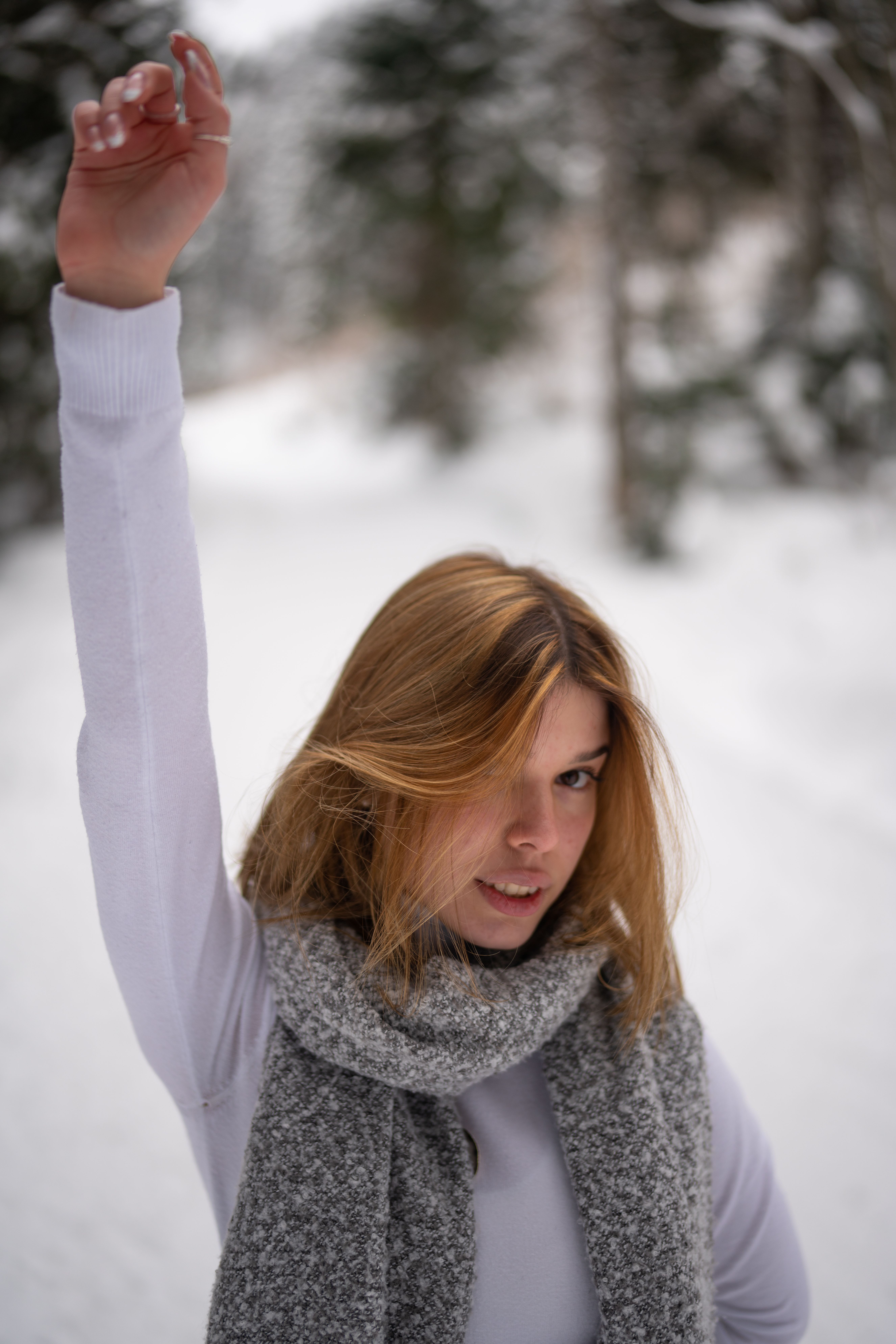 Beautiful woman with Her Hand Raised · Free Stock Photo