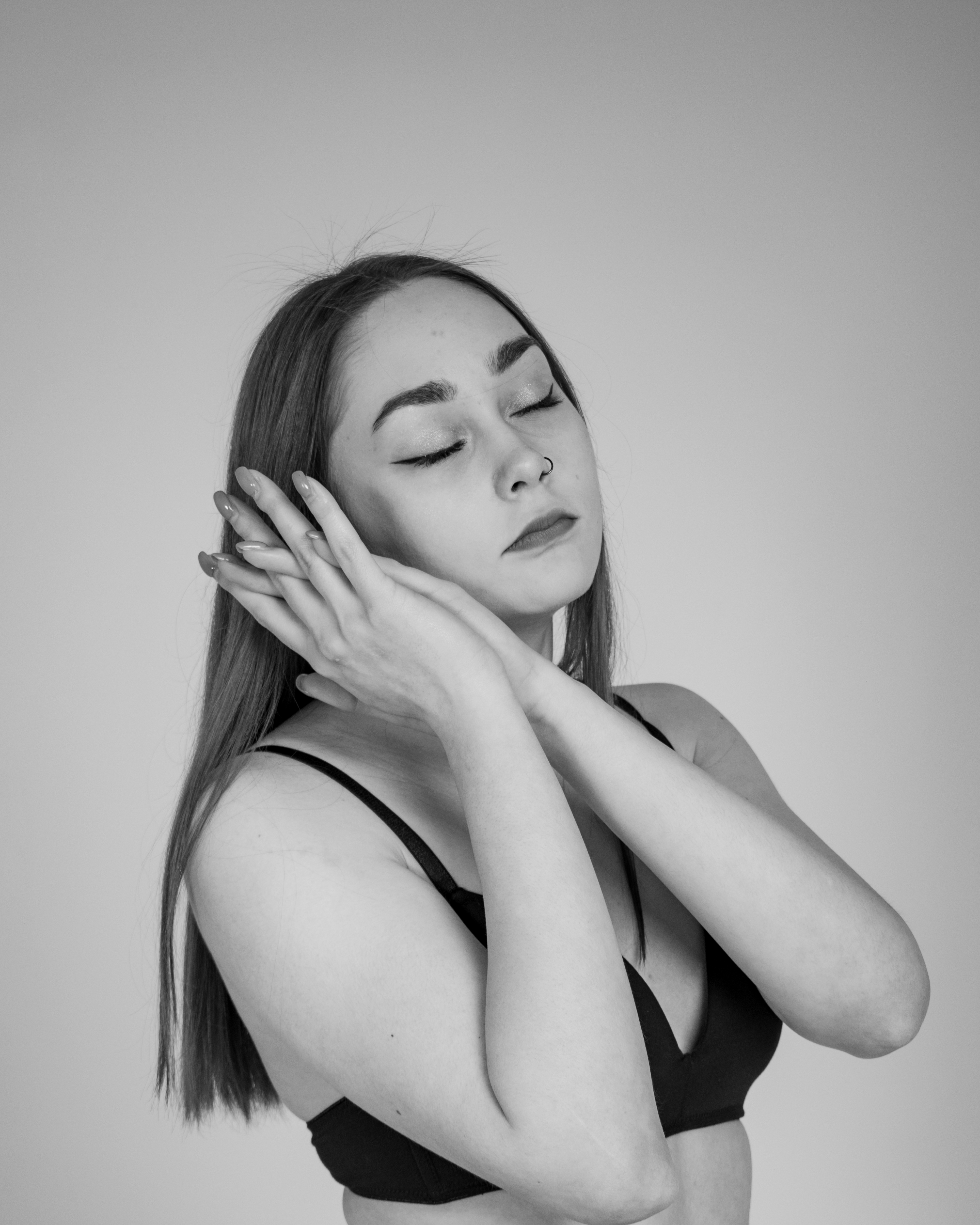 Woman Posing in Studio in Bra · Free Stock Photo