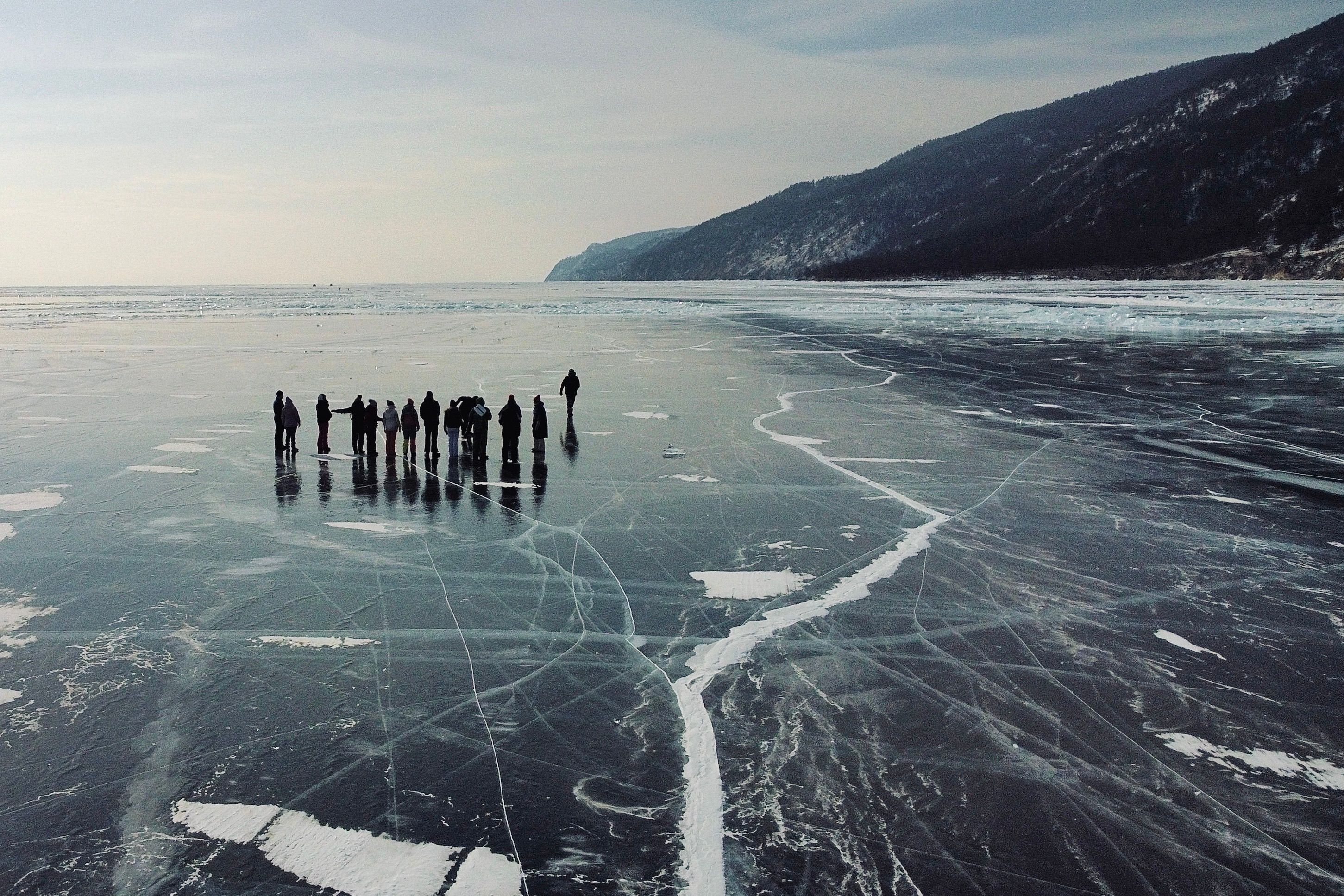 People on Frozen Lake · Free Stock Photo