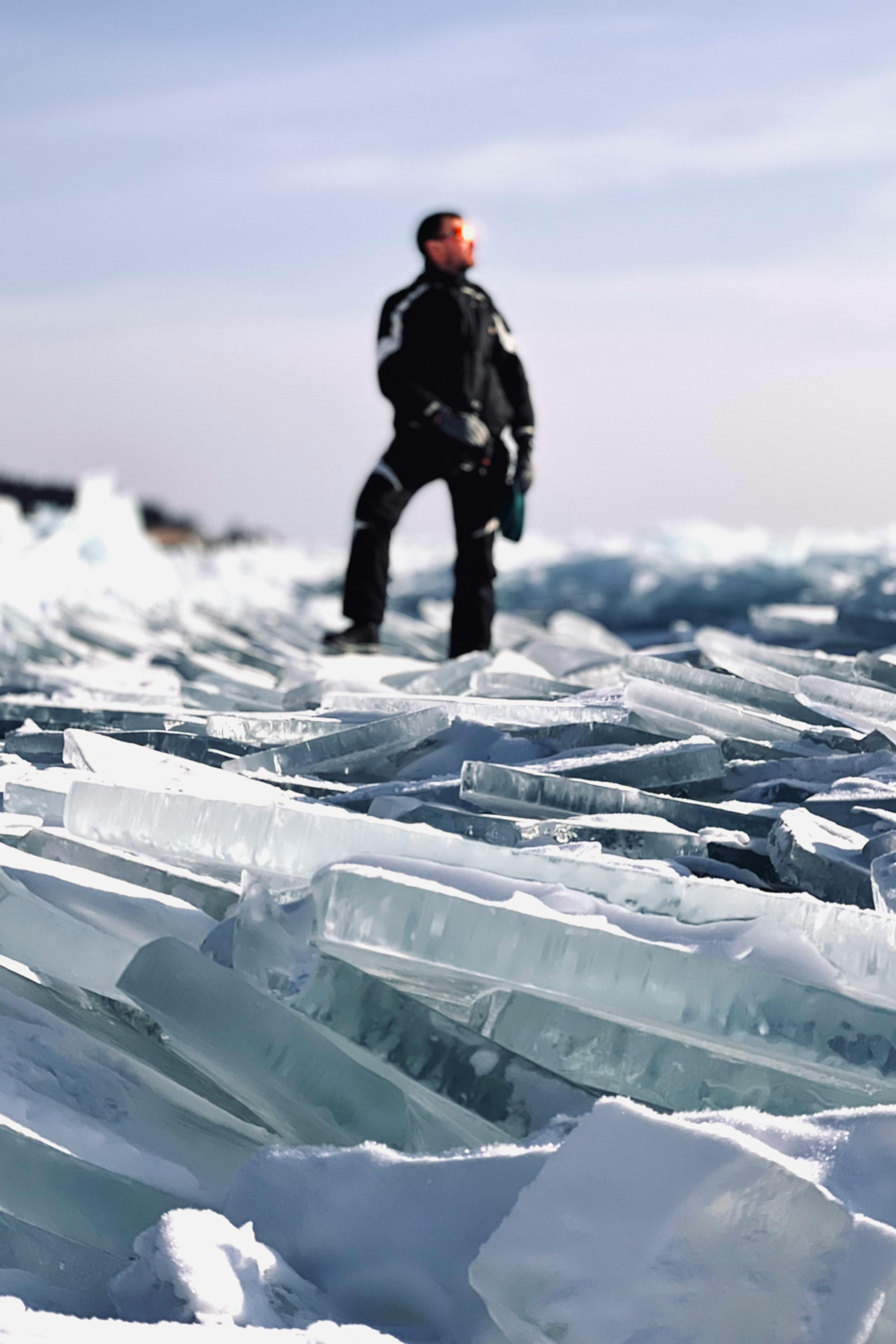 Close up of Ice and Man behind · Free Stock Photo