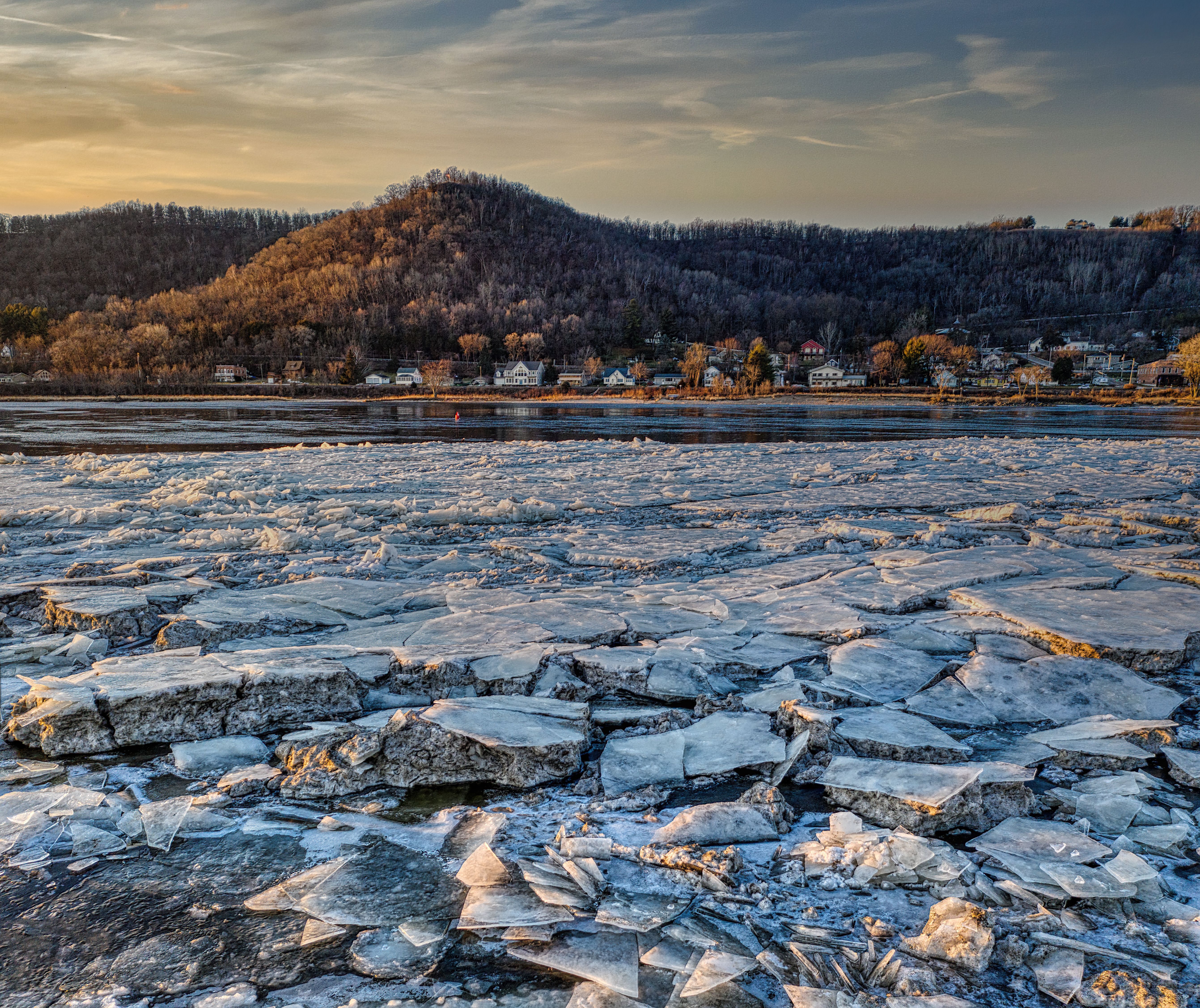 Ice on Lake near Village · Free Stock Photo