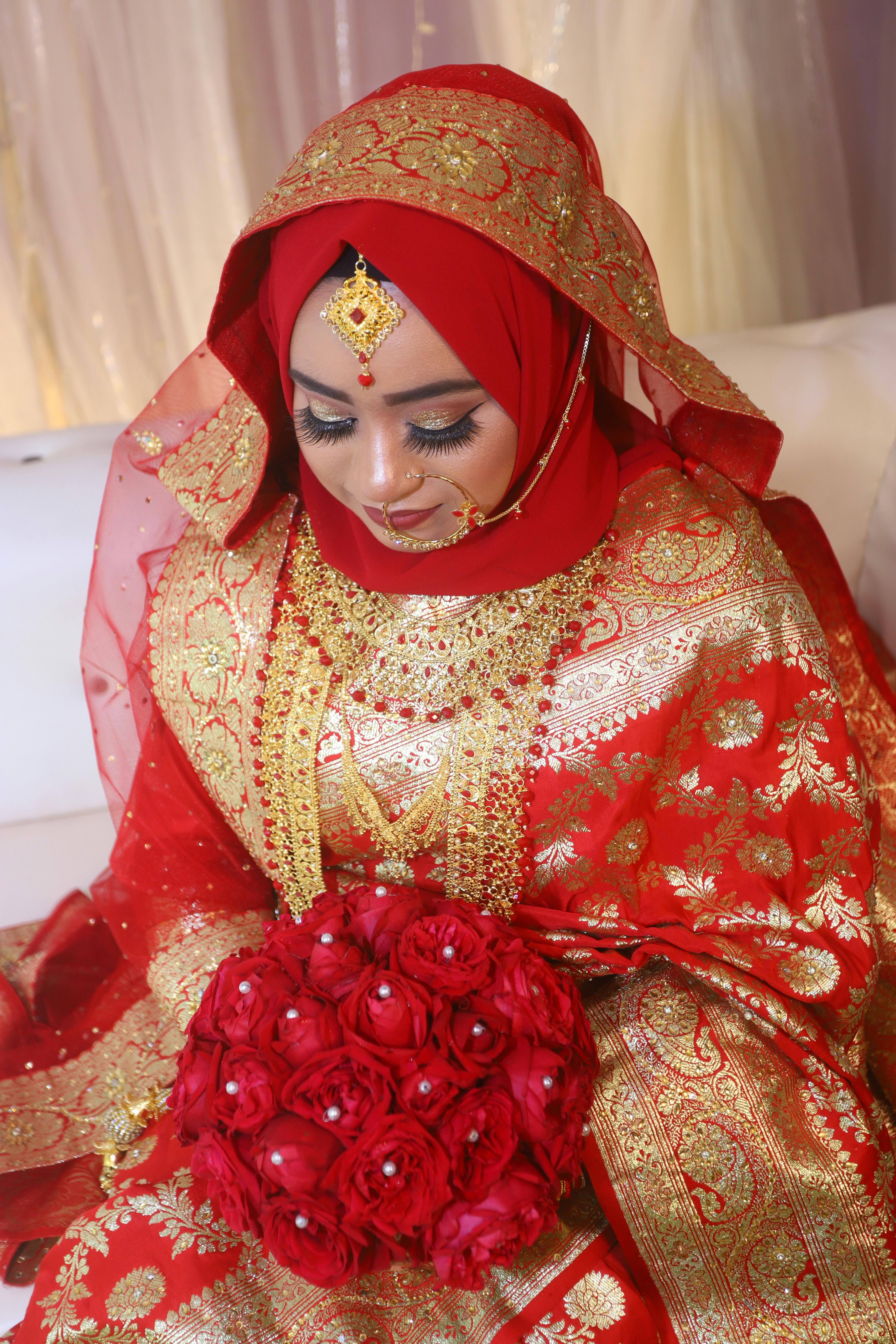 Close-up of a Woman in Red Traditional Clothing · Free Stock Photo