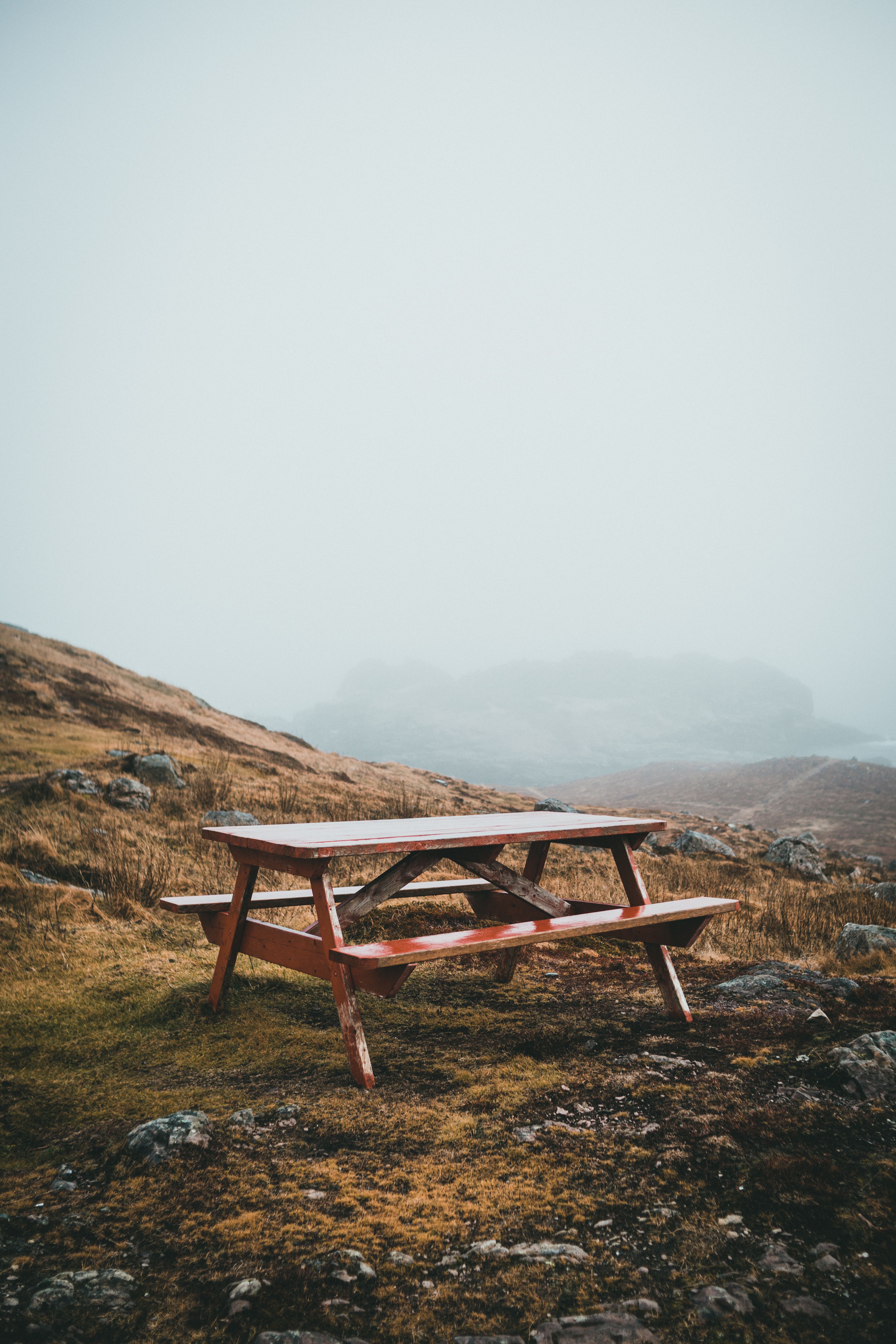 Picnic Table on Mountain Area · Free Stock Photo