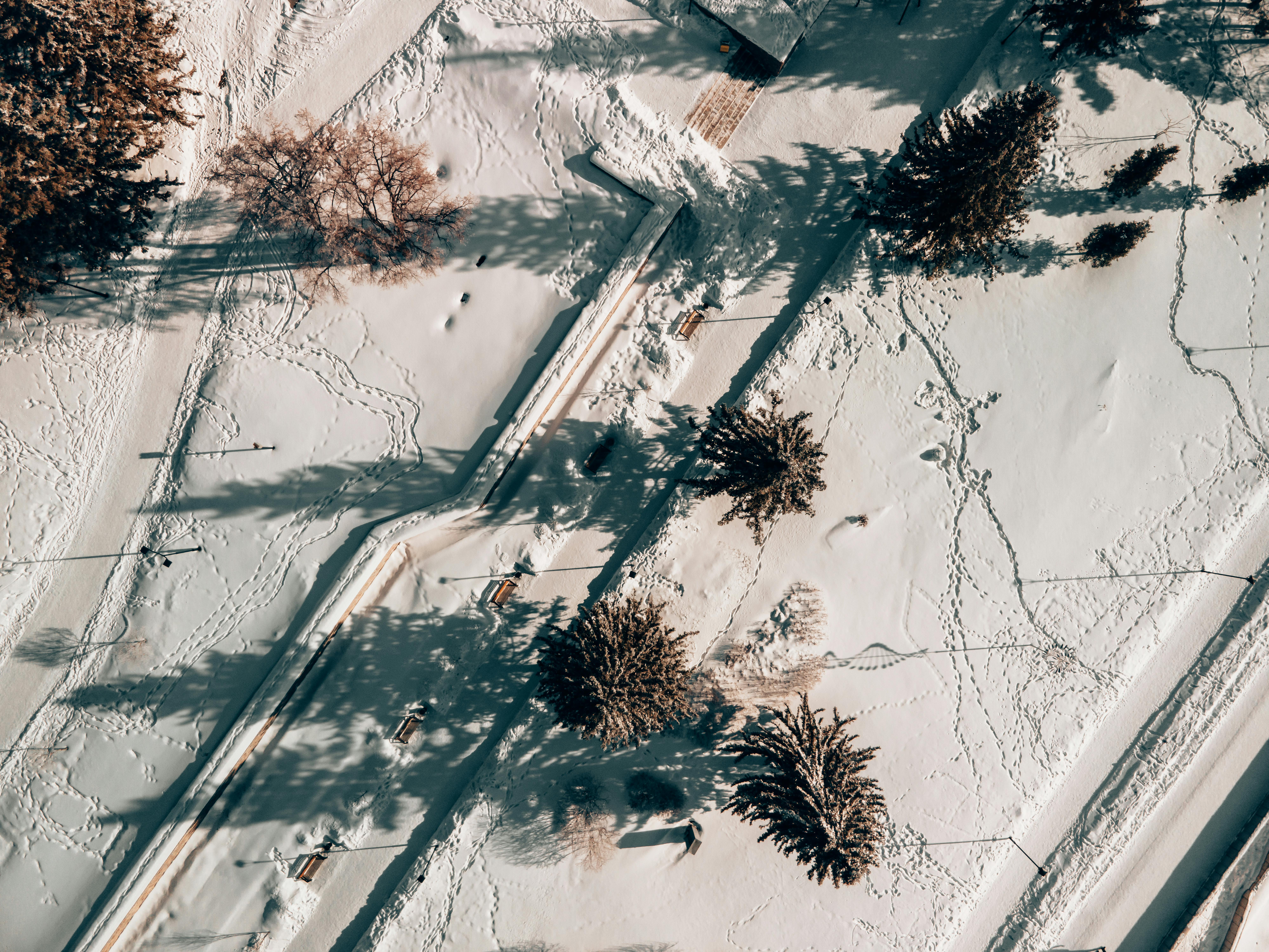Aerial Photo of Snowy Field · Free Stock Photo