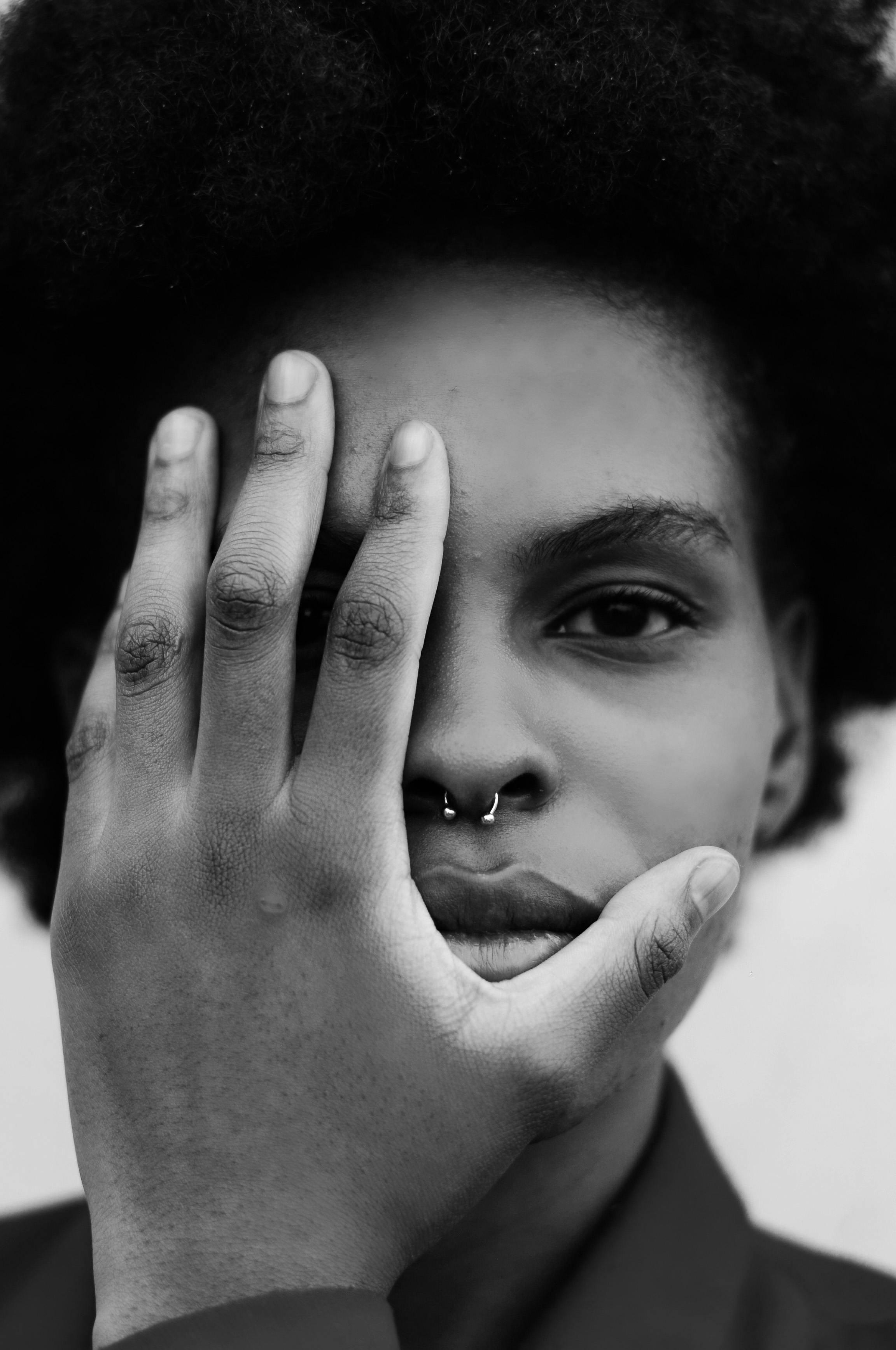 Grayscale Photo of Woman's Face · Free Stock Photo