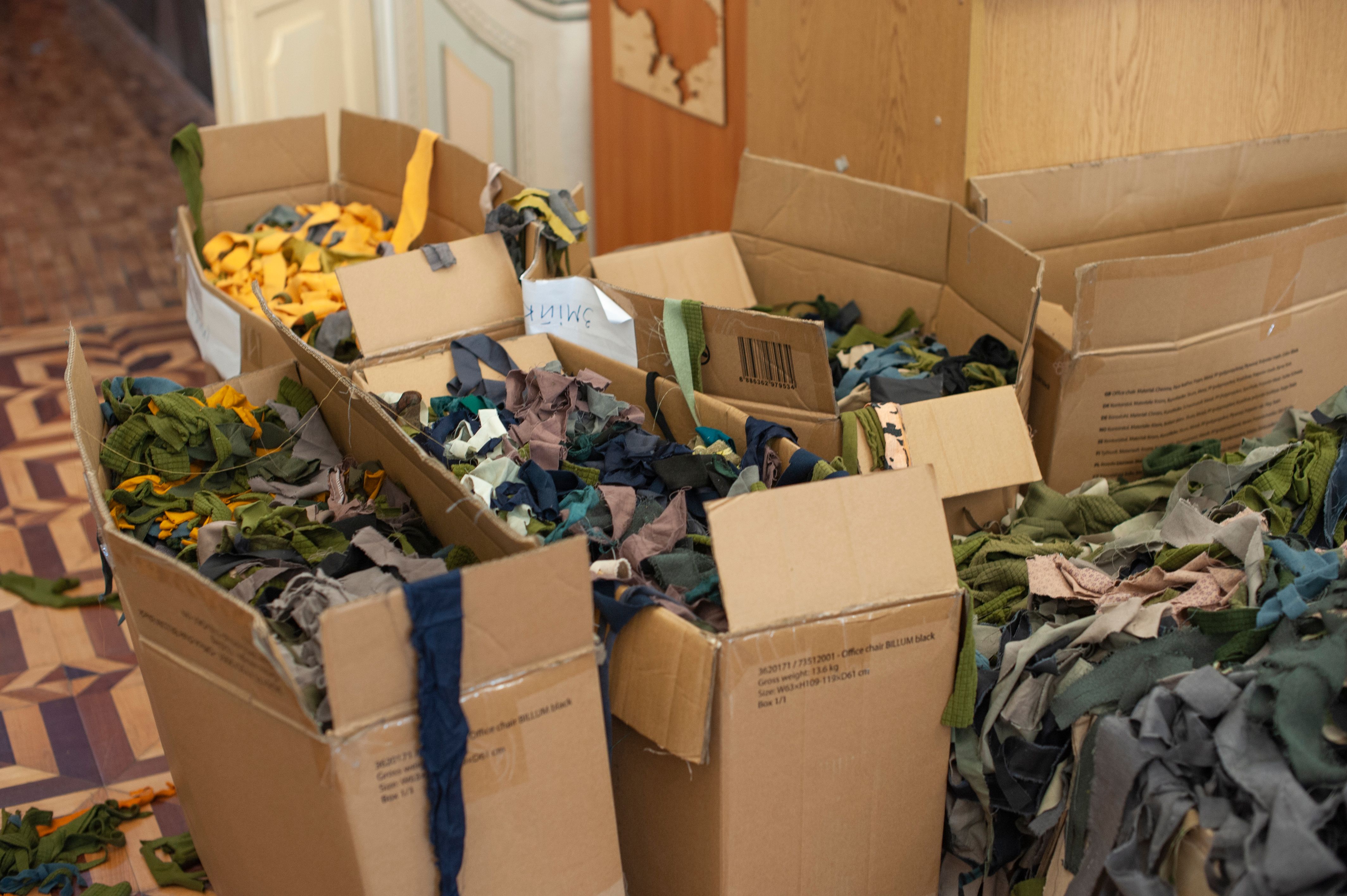 Boxes with Shredded Clothes · Free Stock Photo