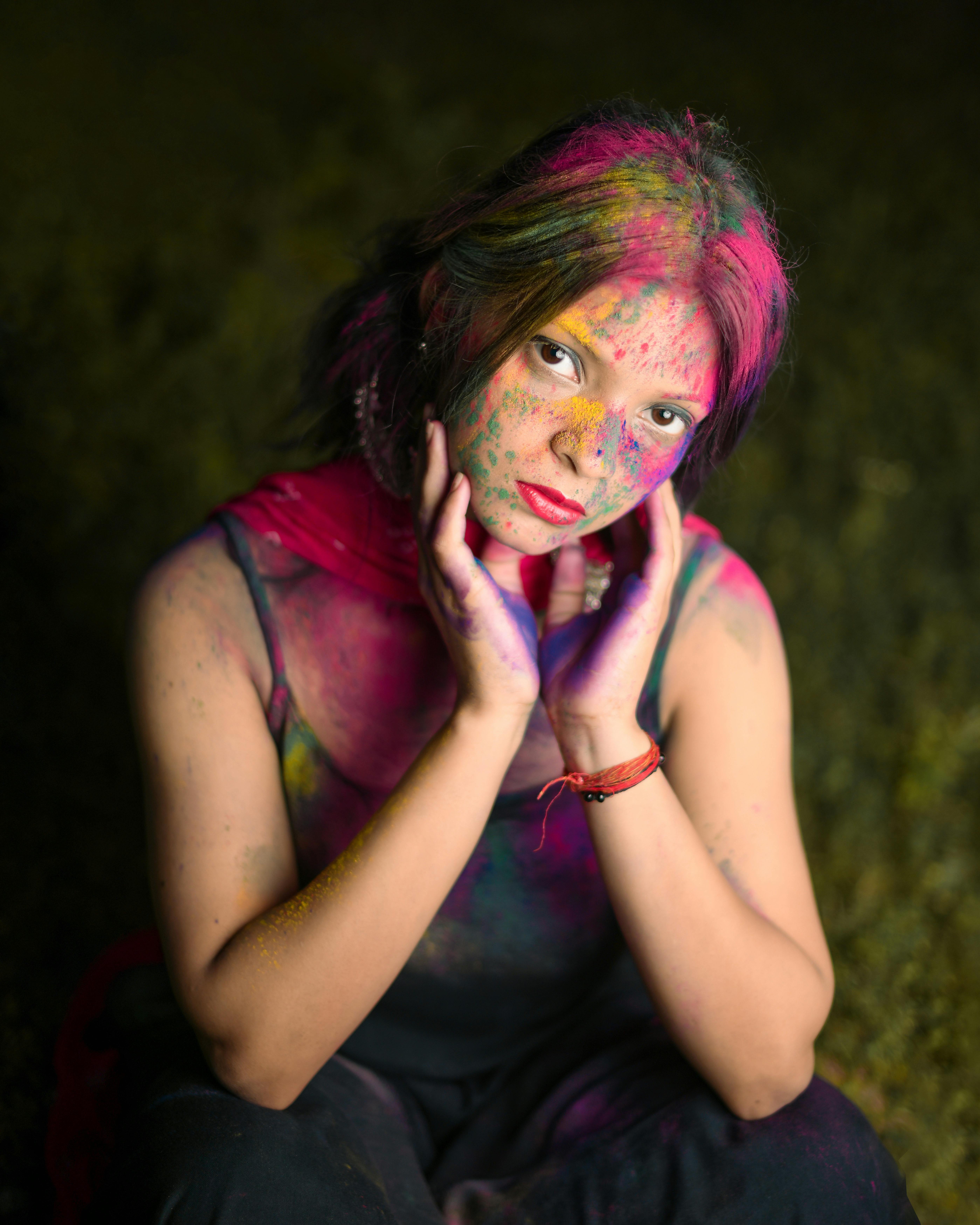 A Woman Covered with Colored Powders · Free Stock Photo