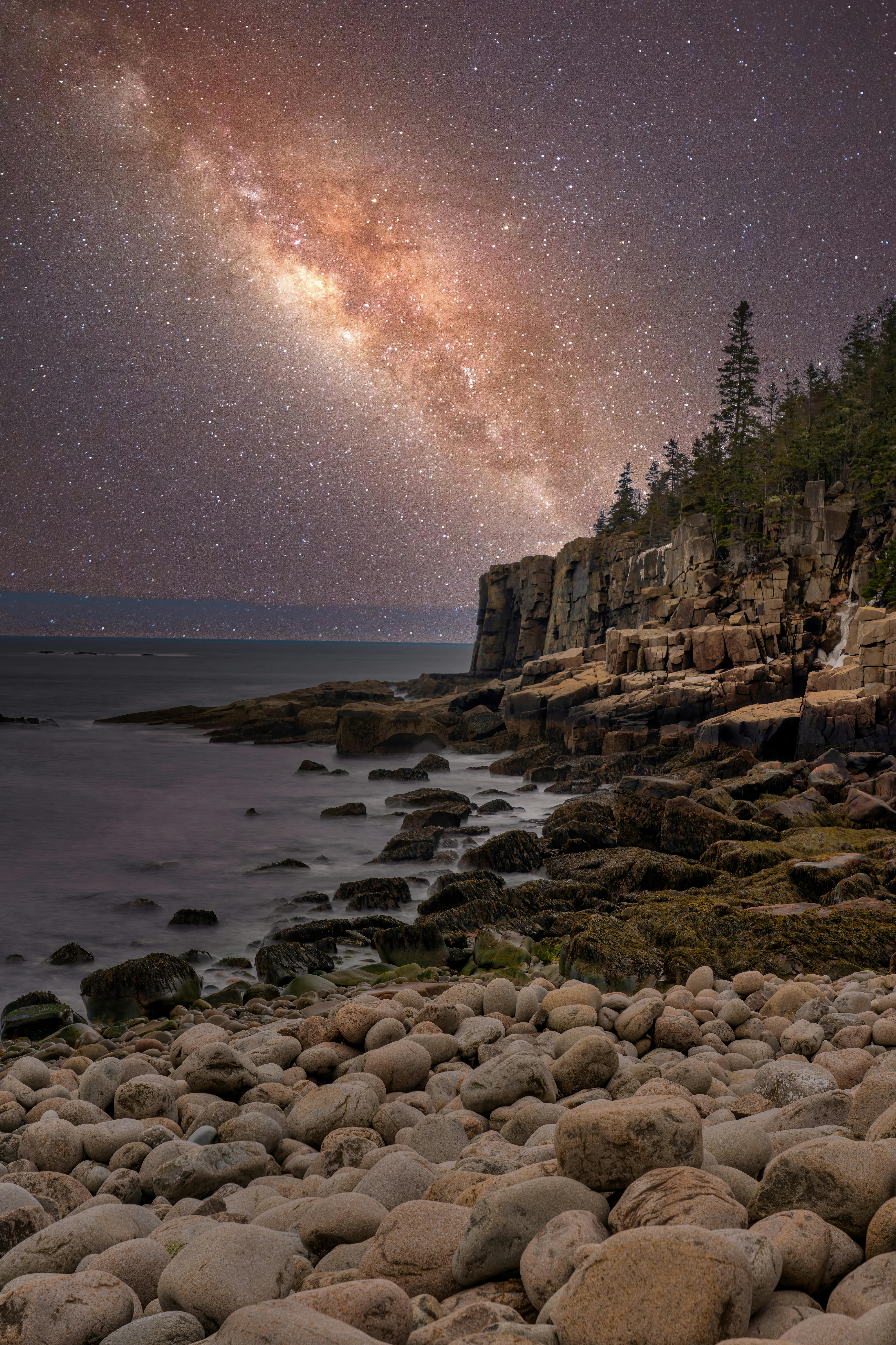 Starry Night Sky and a Galaxy Over a Shore · Free Stock Photo