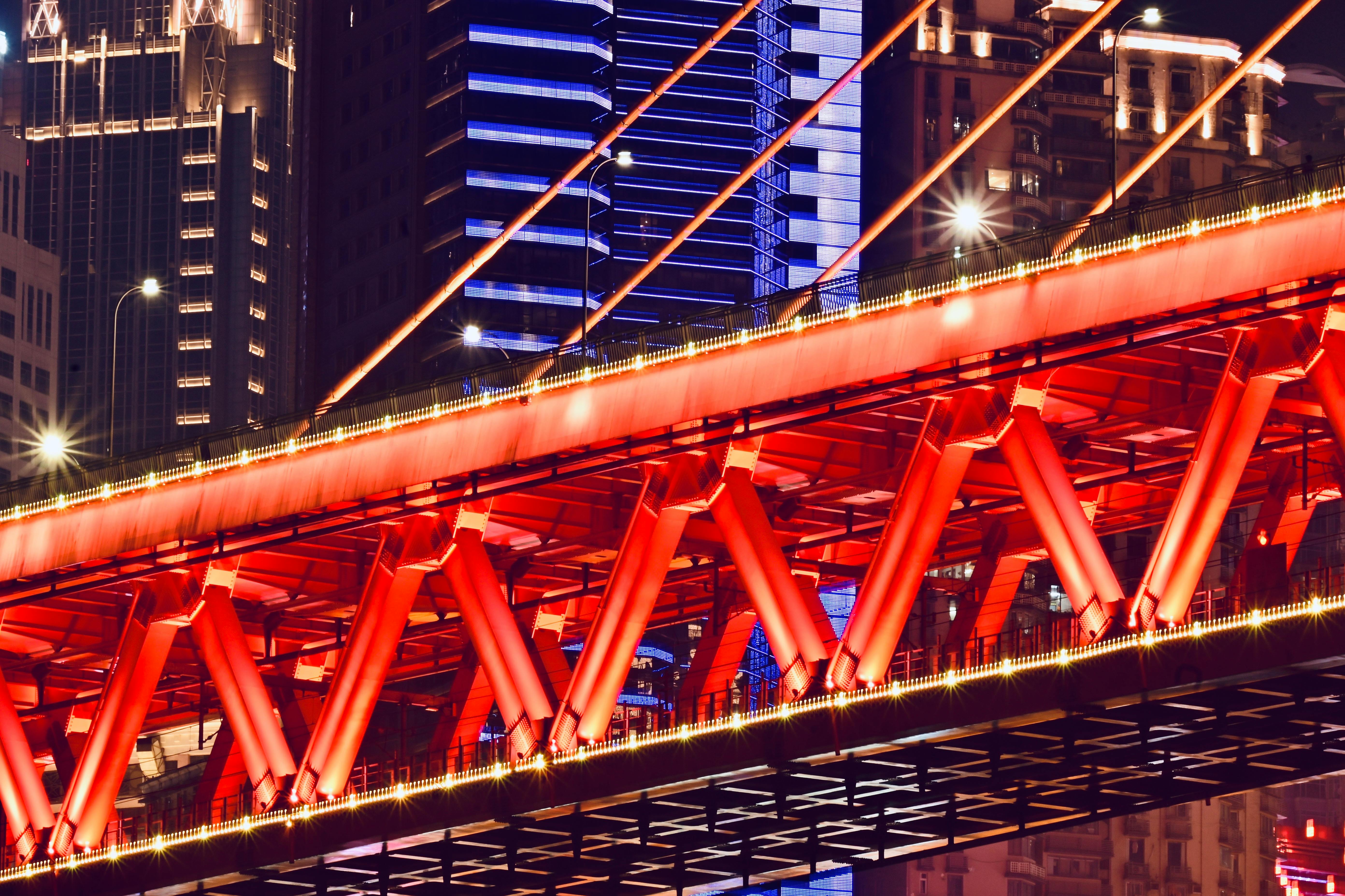 Night View of The Kobe Bridge in Kobe, Japan in Close Up Photography ...