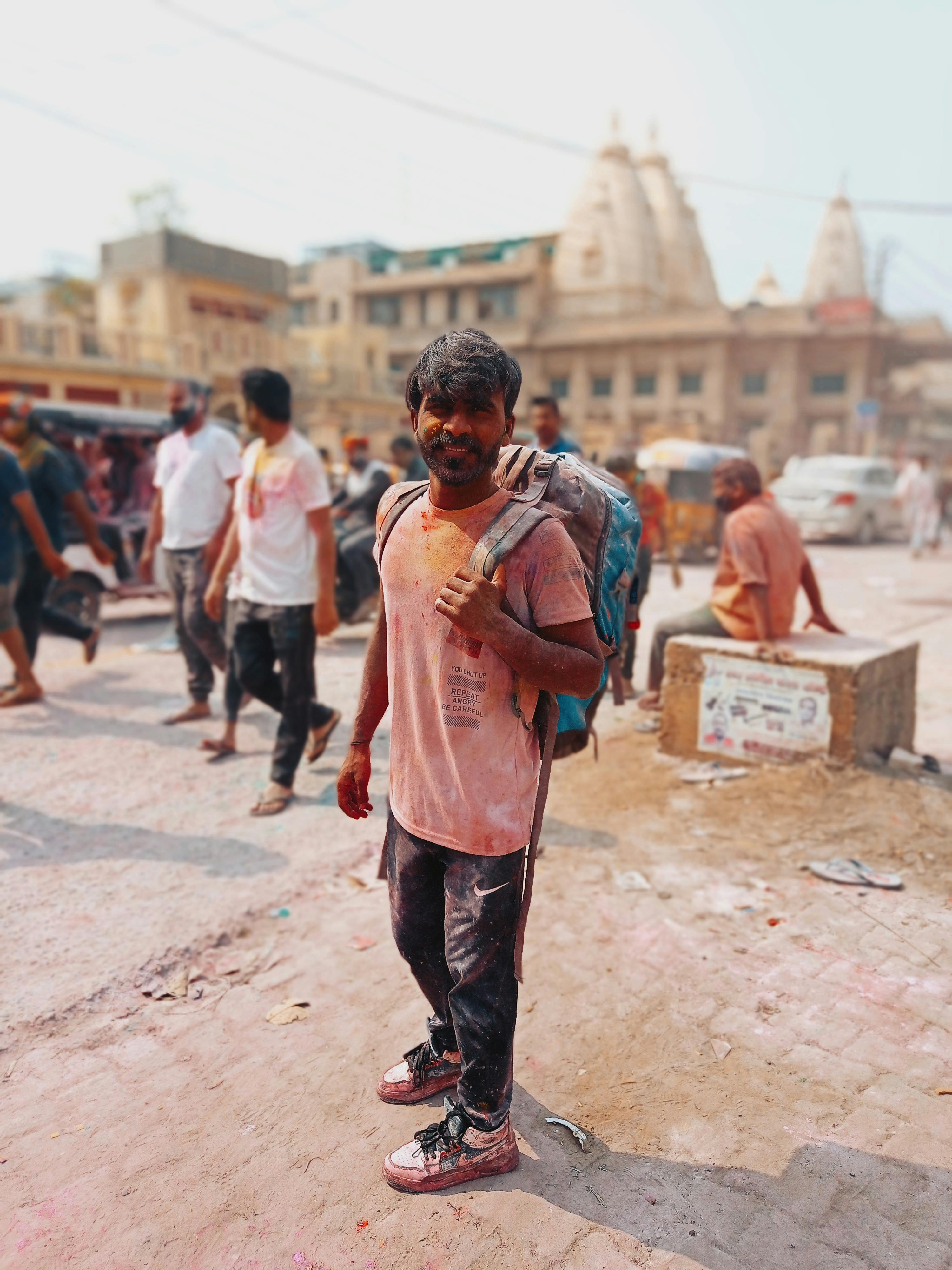 A Man Carrying his Backpack · Free Stock Photo