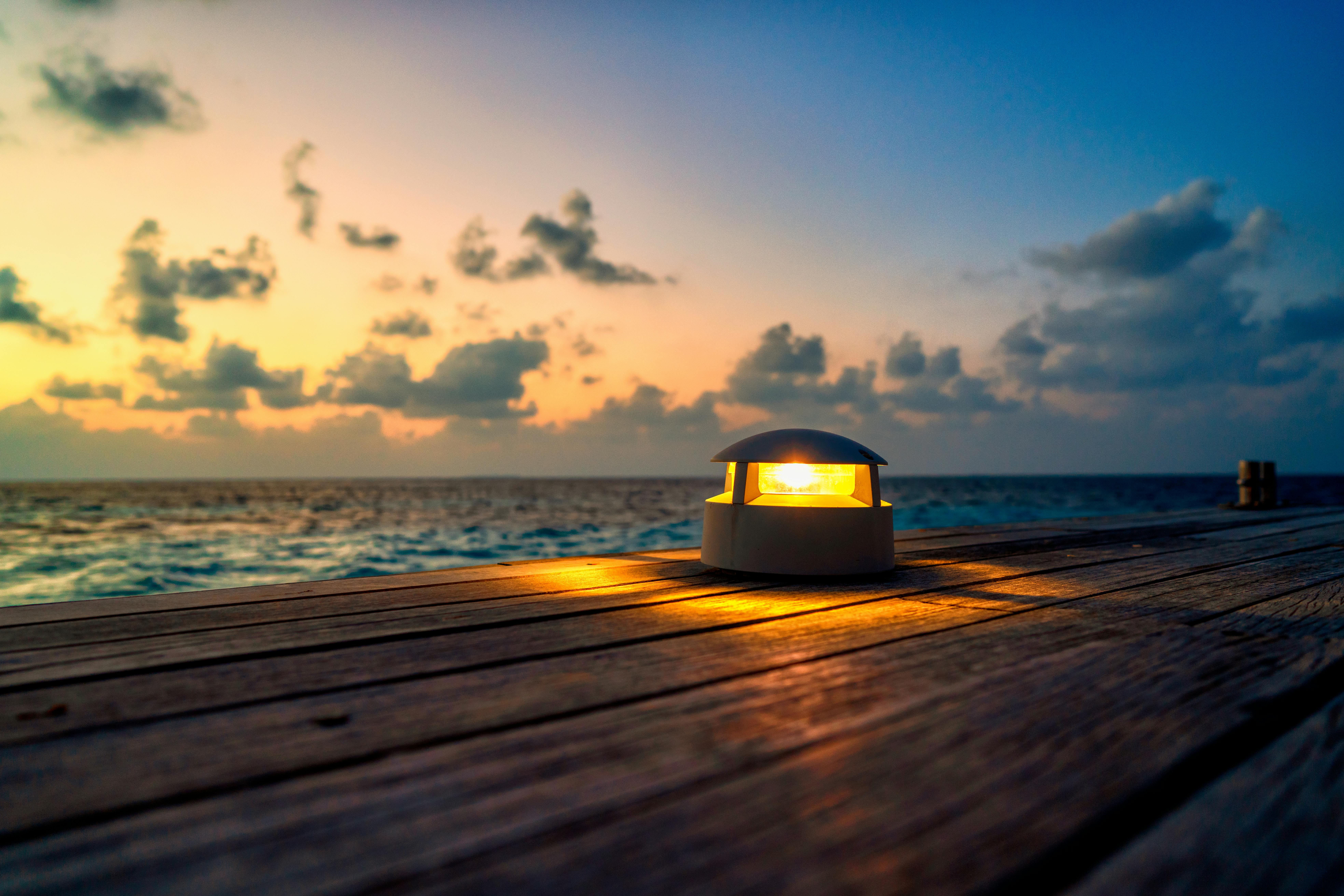 Light on Pier at Sunset · Free Stock Photo