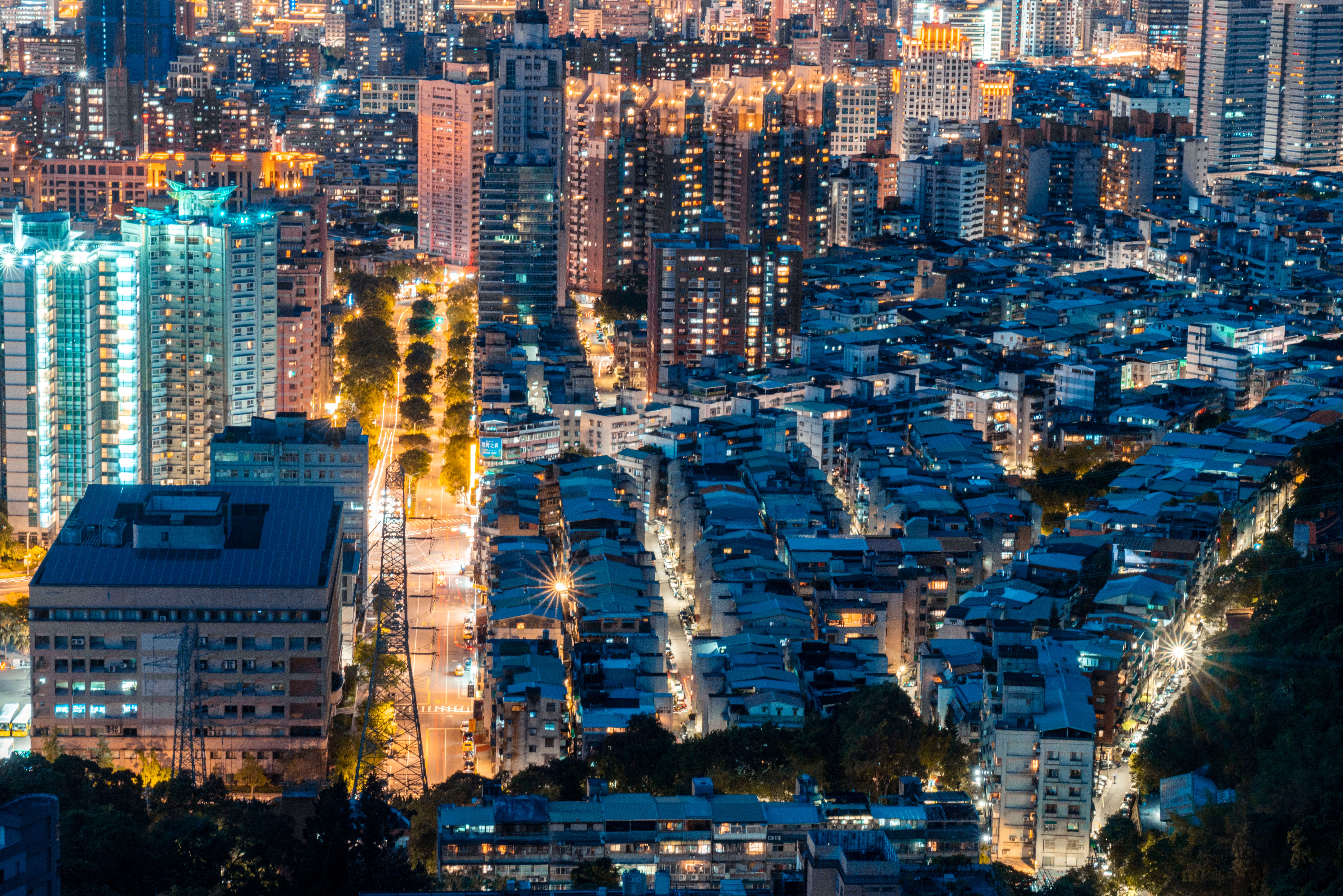 Aerial Photography of City Buildings During Night Time · Free Stock Photo