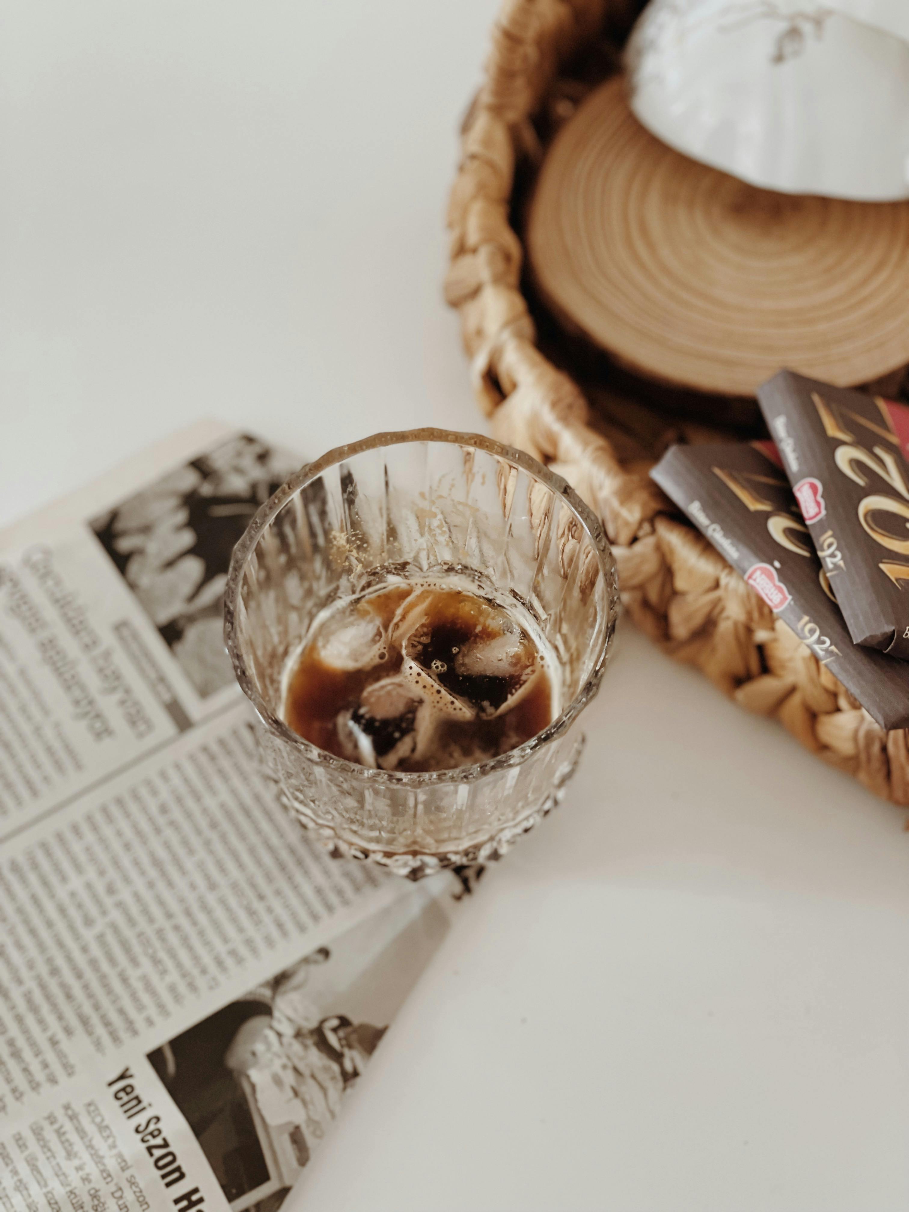 High-Angle Shot of Ice Cubes in a Glass · Free Stock Photo