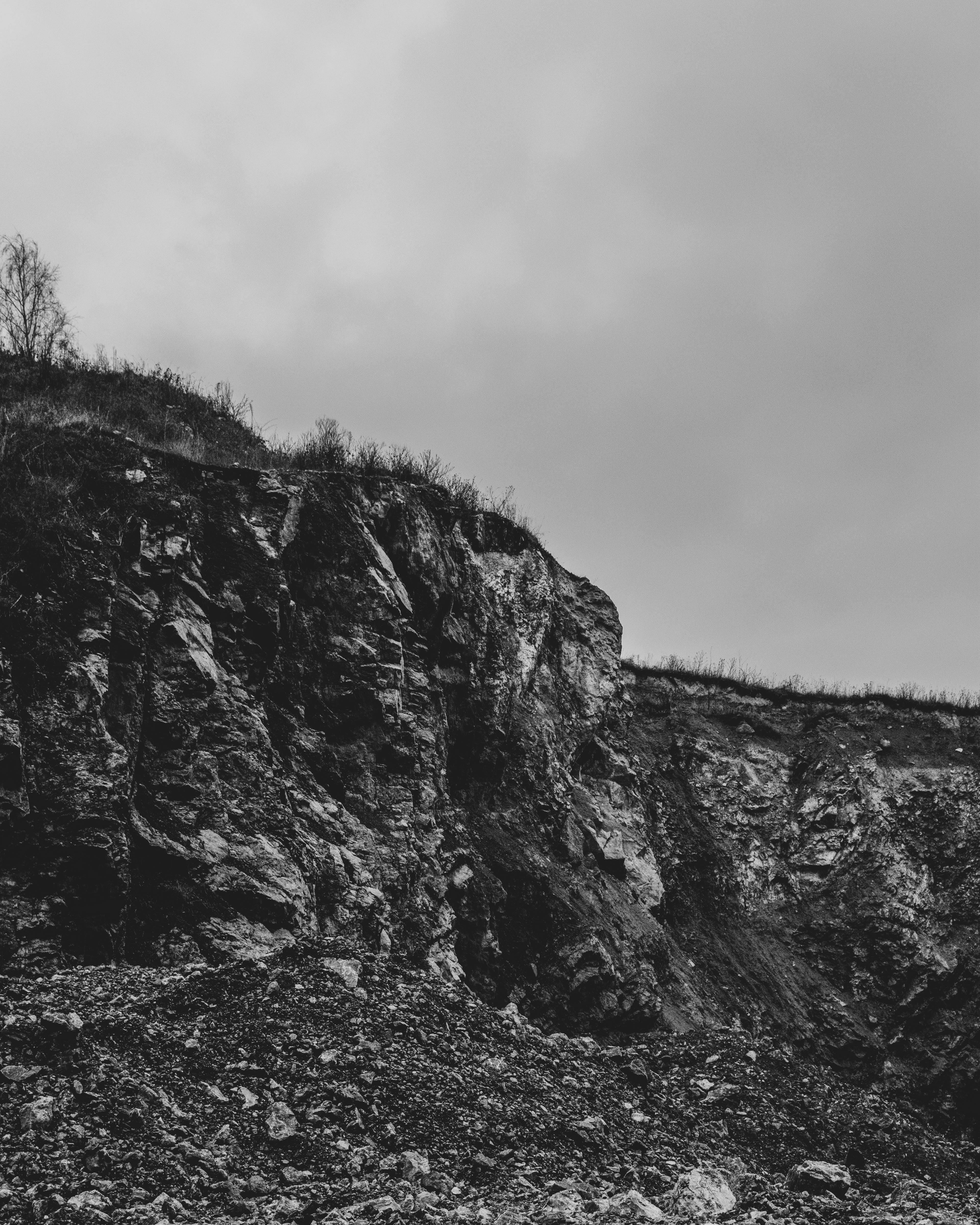 Grayscale Photo of Rocky Mountain · Free Stock Photo