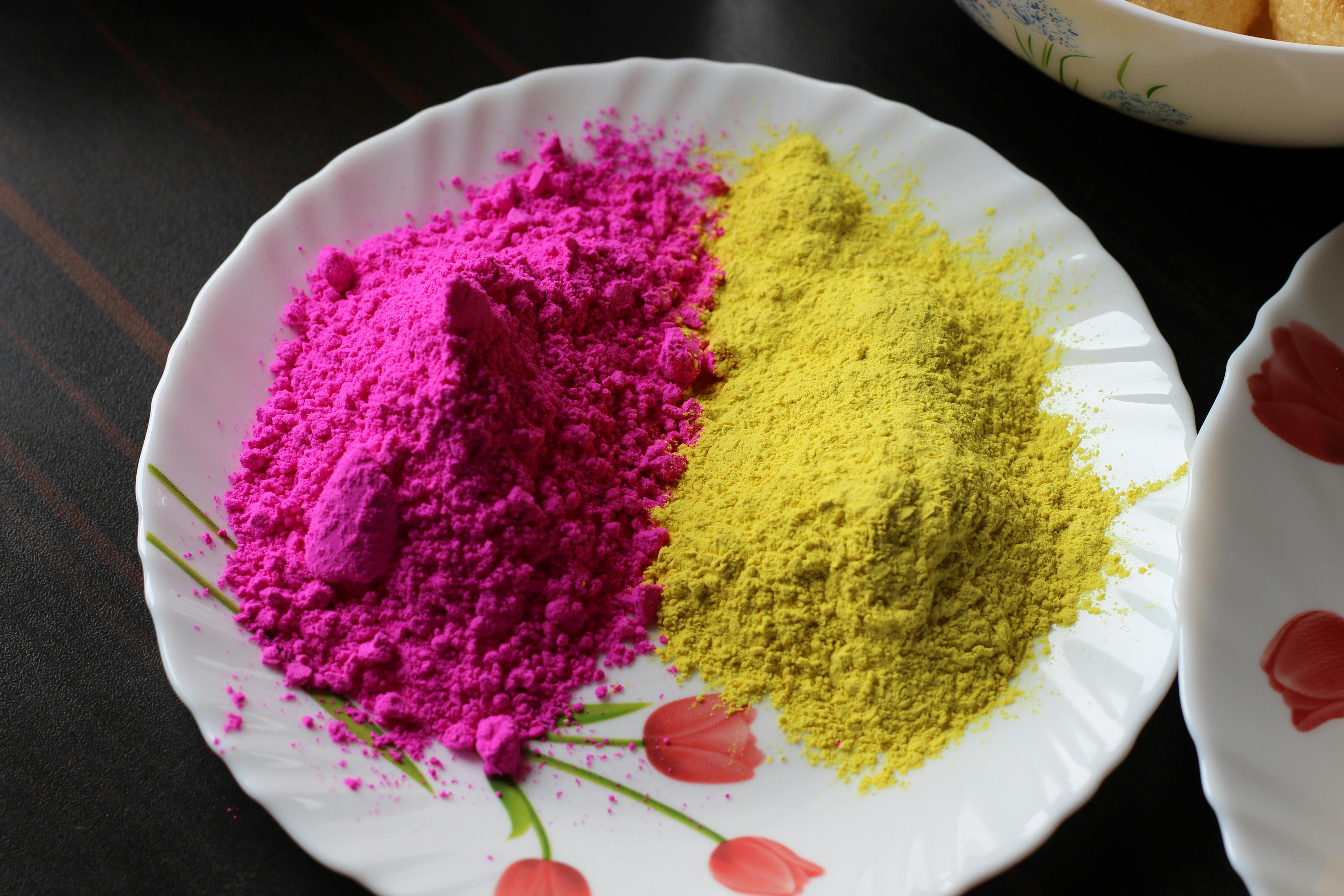 Pink and Yellow Powders on the Plate · Free Stock Photo