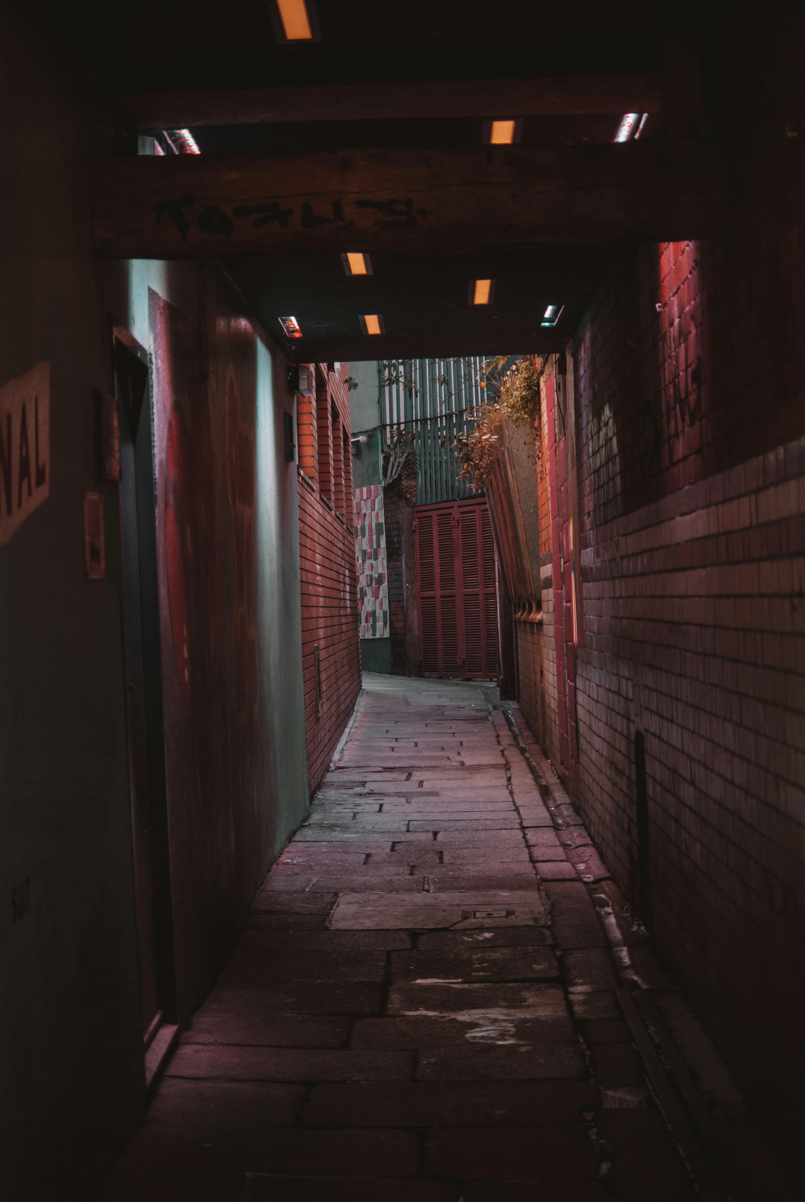 Photograph of an Alley with Lights · Free Stock Photo
