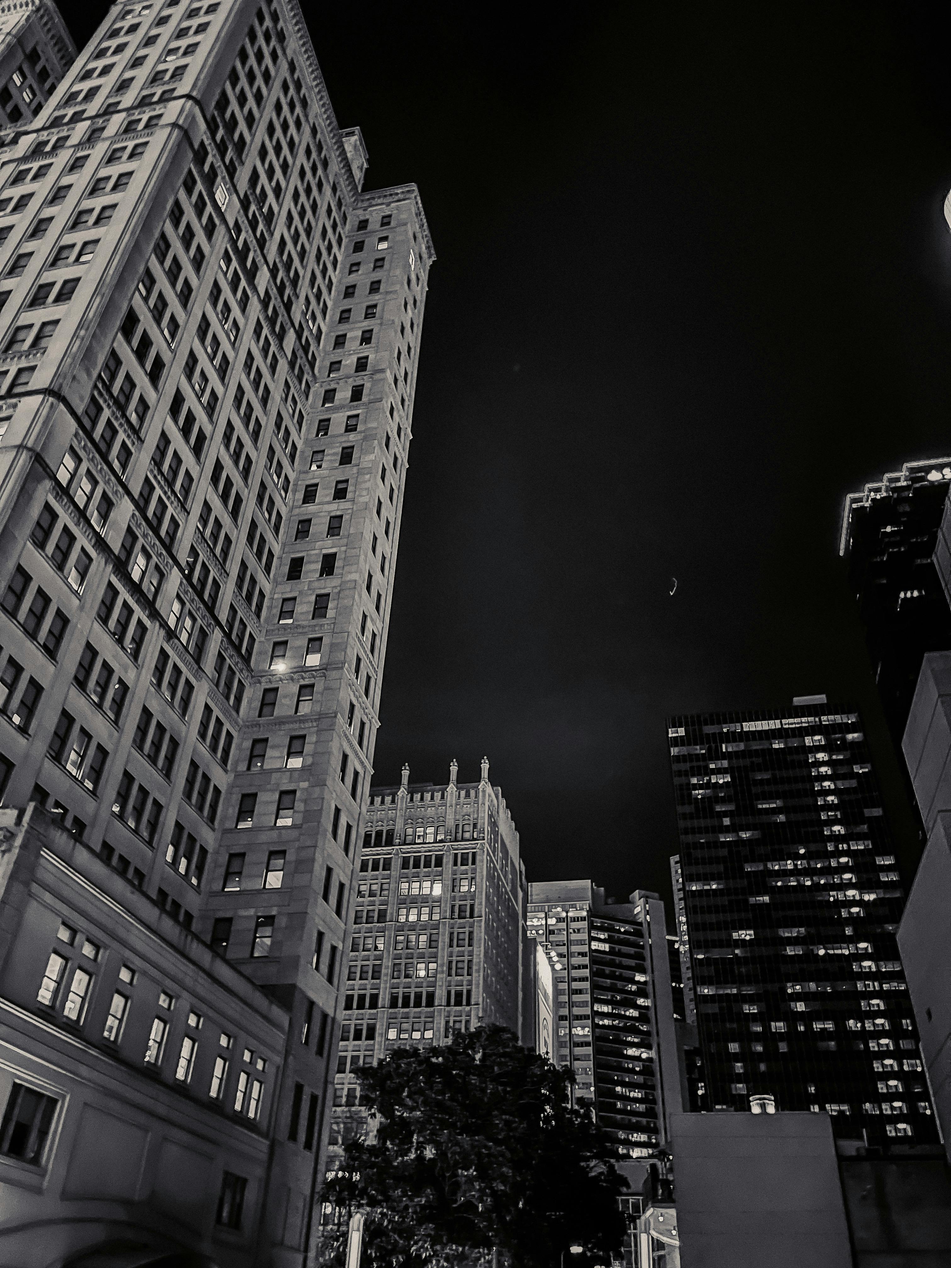 Grayscale Photo of High Rise Buildings · Free Stock Photo