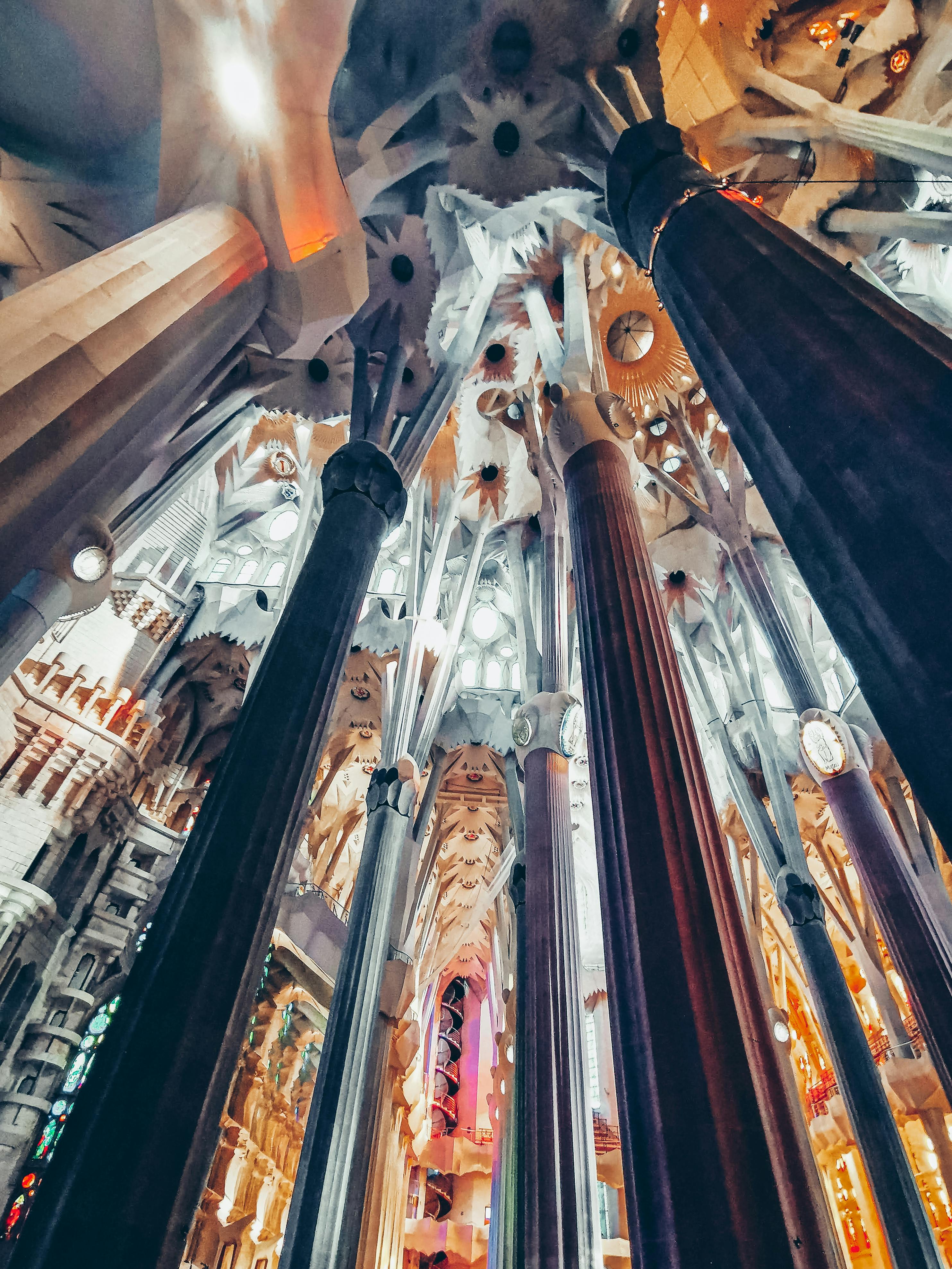 Ornamental ceiling and pillars in catholic church · Free Stock Photo