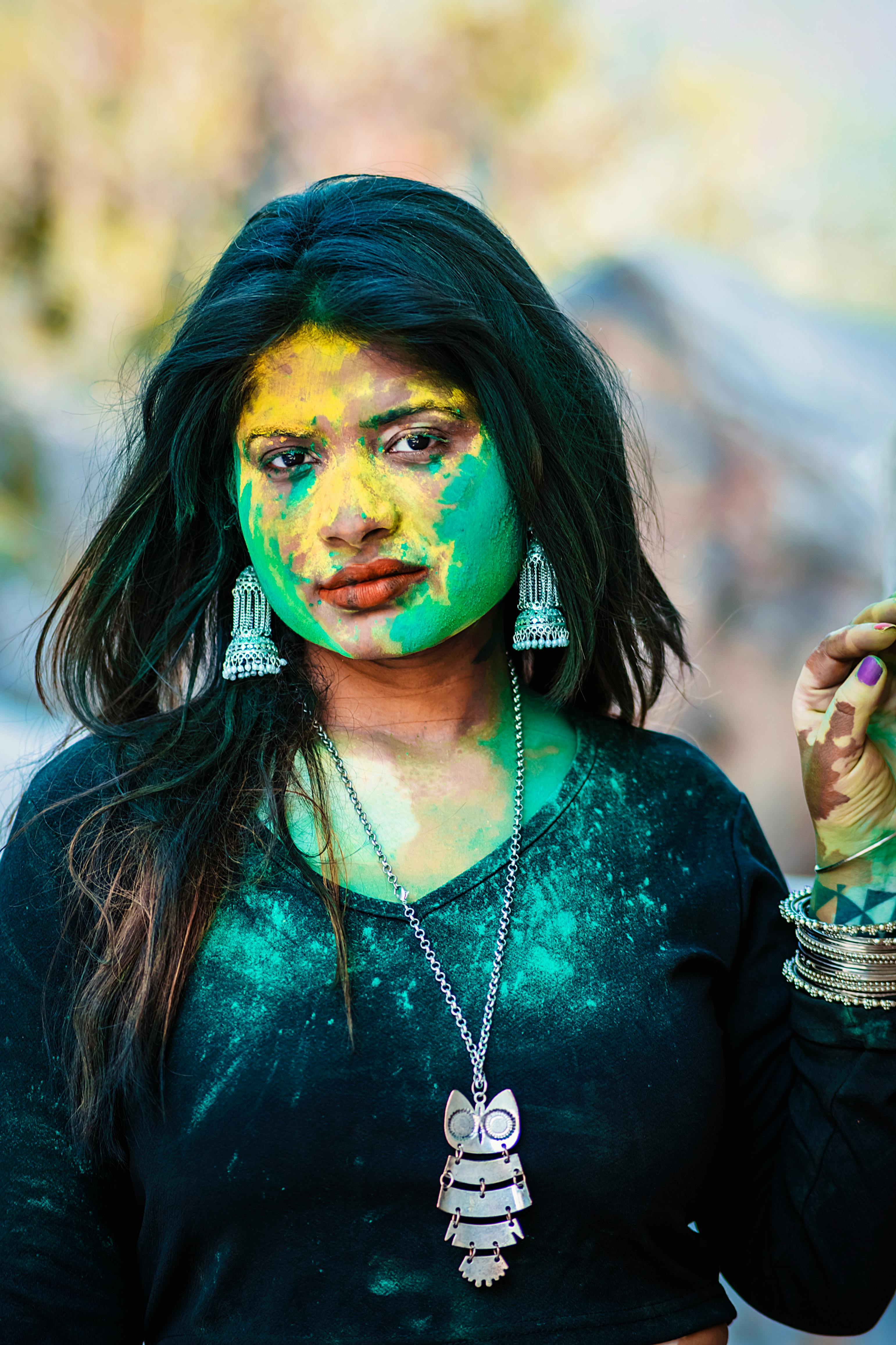 Colorful Powders on Woman's Face · Free Stock Photo