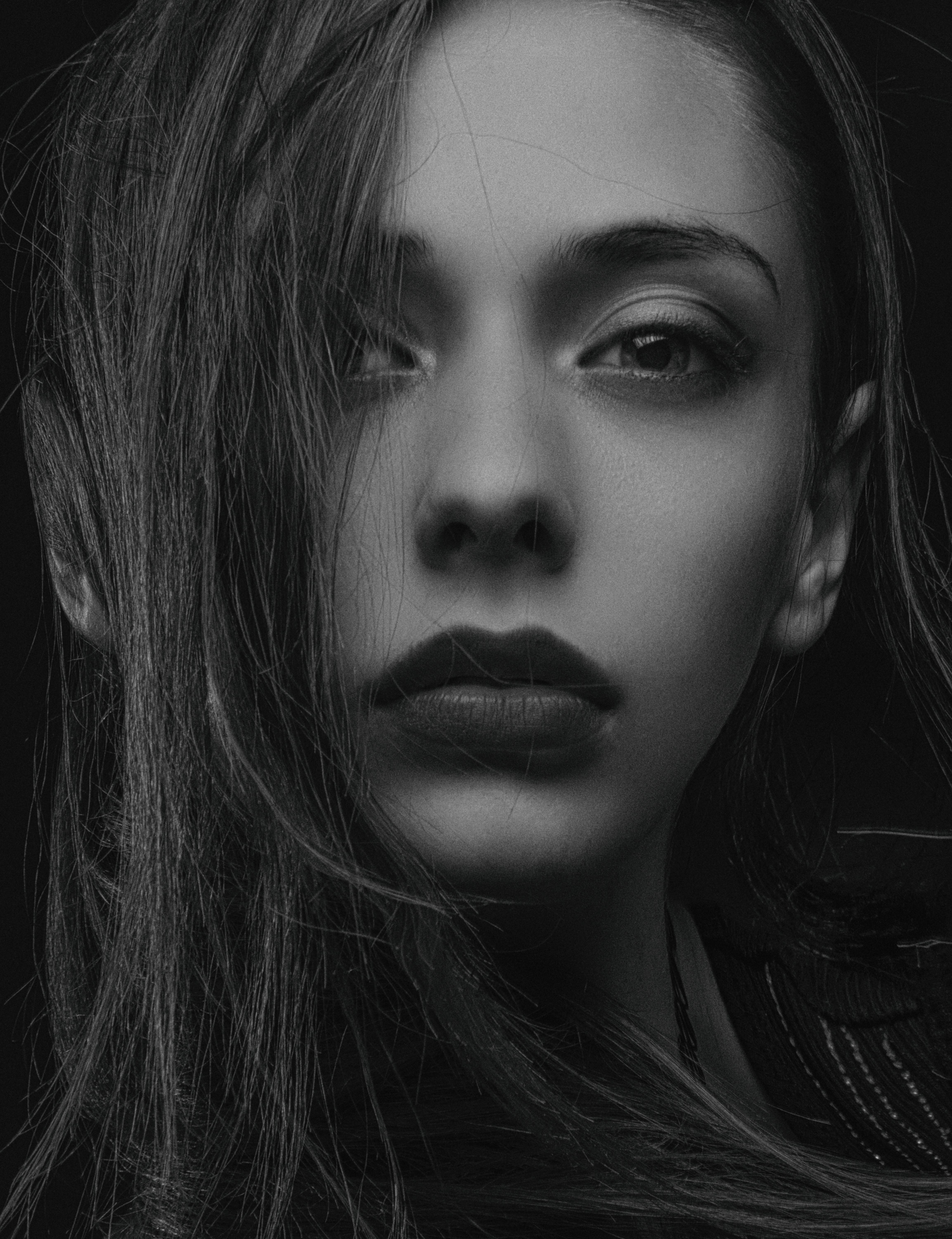 Grayscale Portrait of a Woman · Free Stock Photo