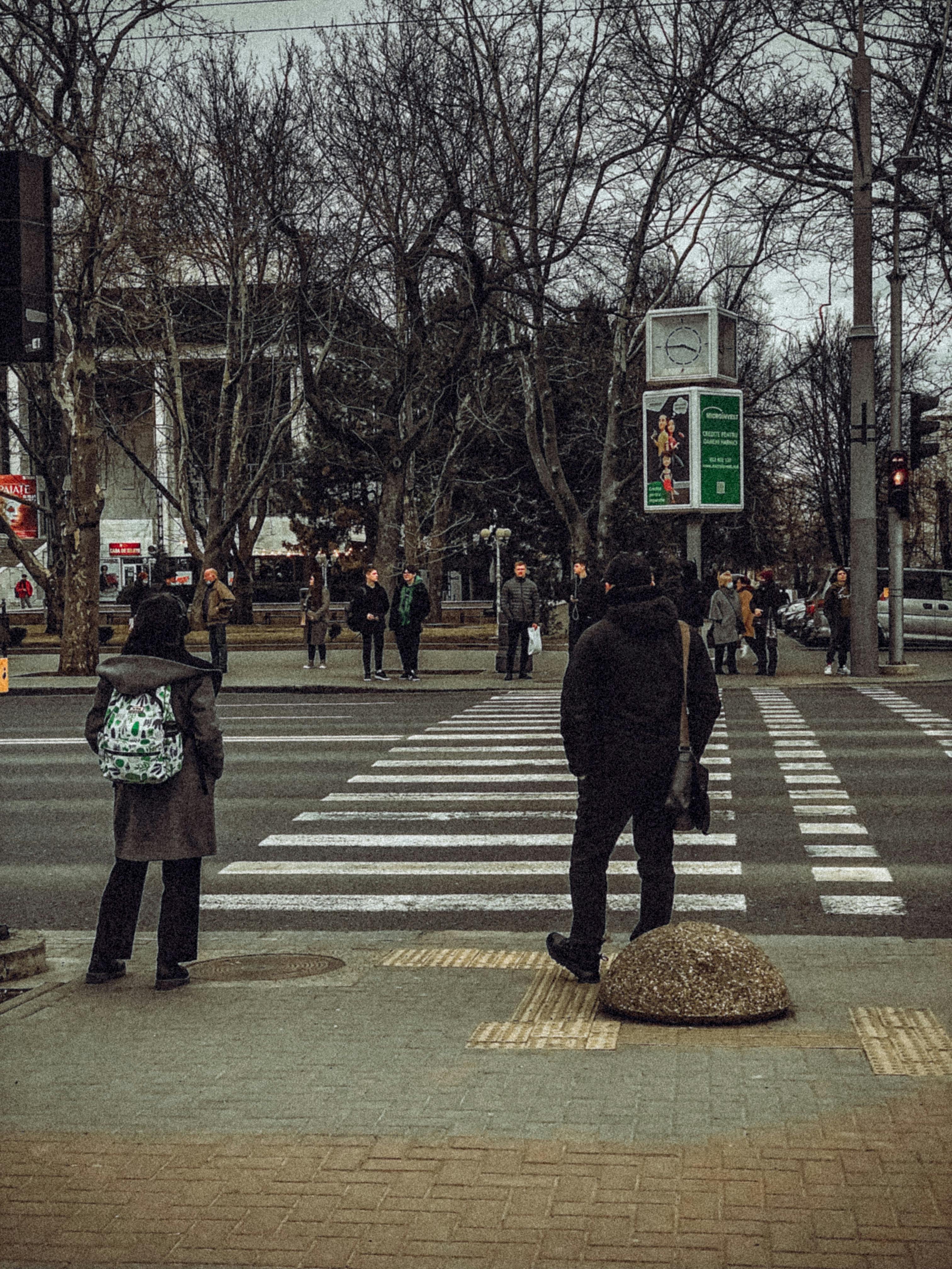 Pedestrians Waiting at Crosswalk · Free Stock Photo