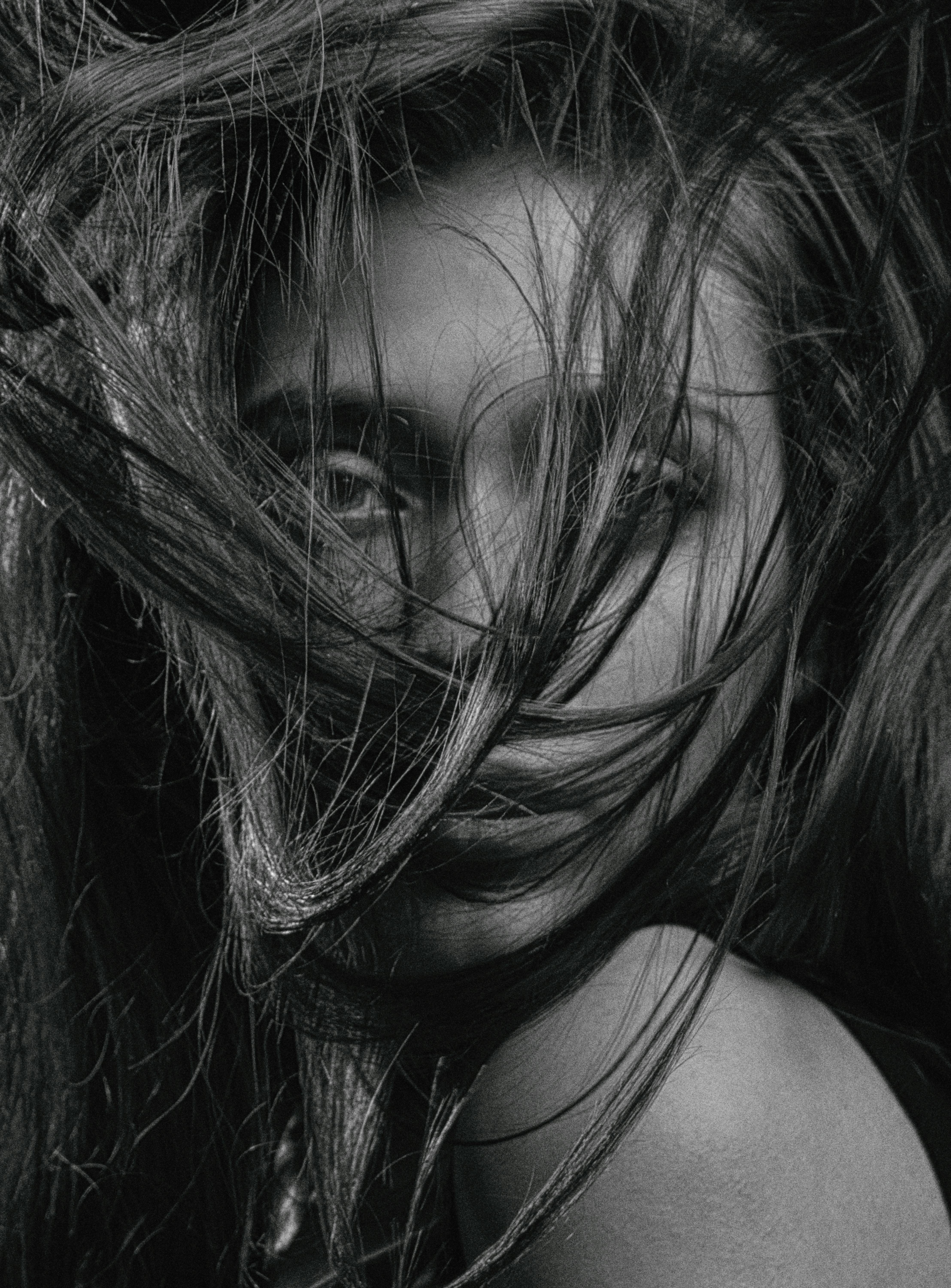 Grayscale Photo of a Woman · Free Stock Photo