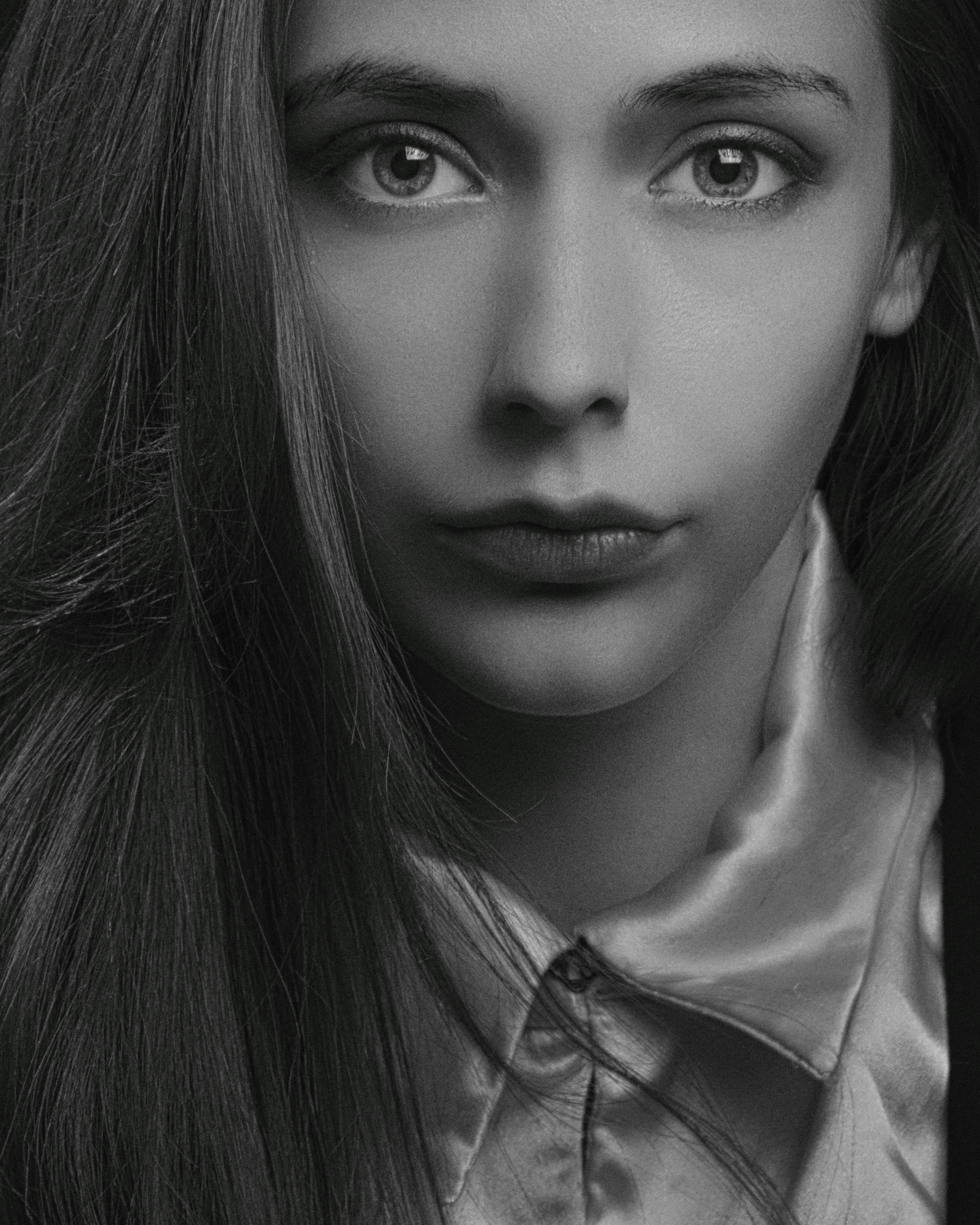 Grayscale Photo of a Woman's Face · Free Stock Photo