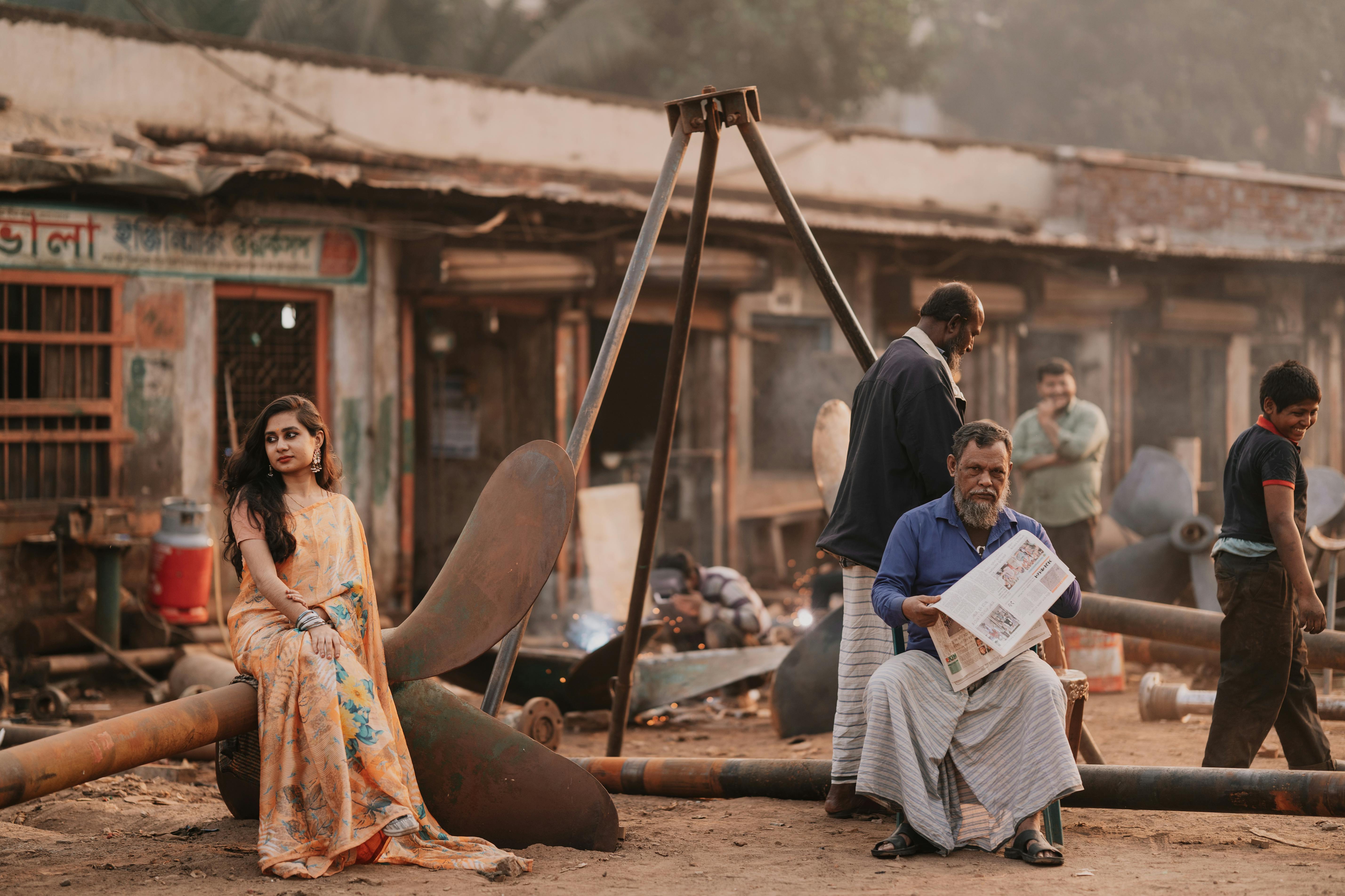 People in Destroyed Village · Free Stock Photo
