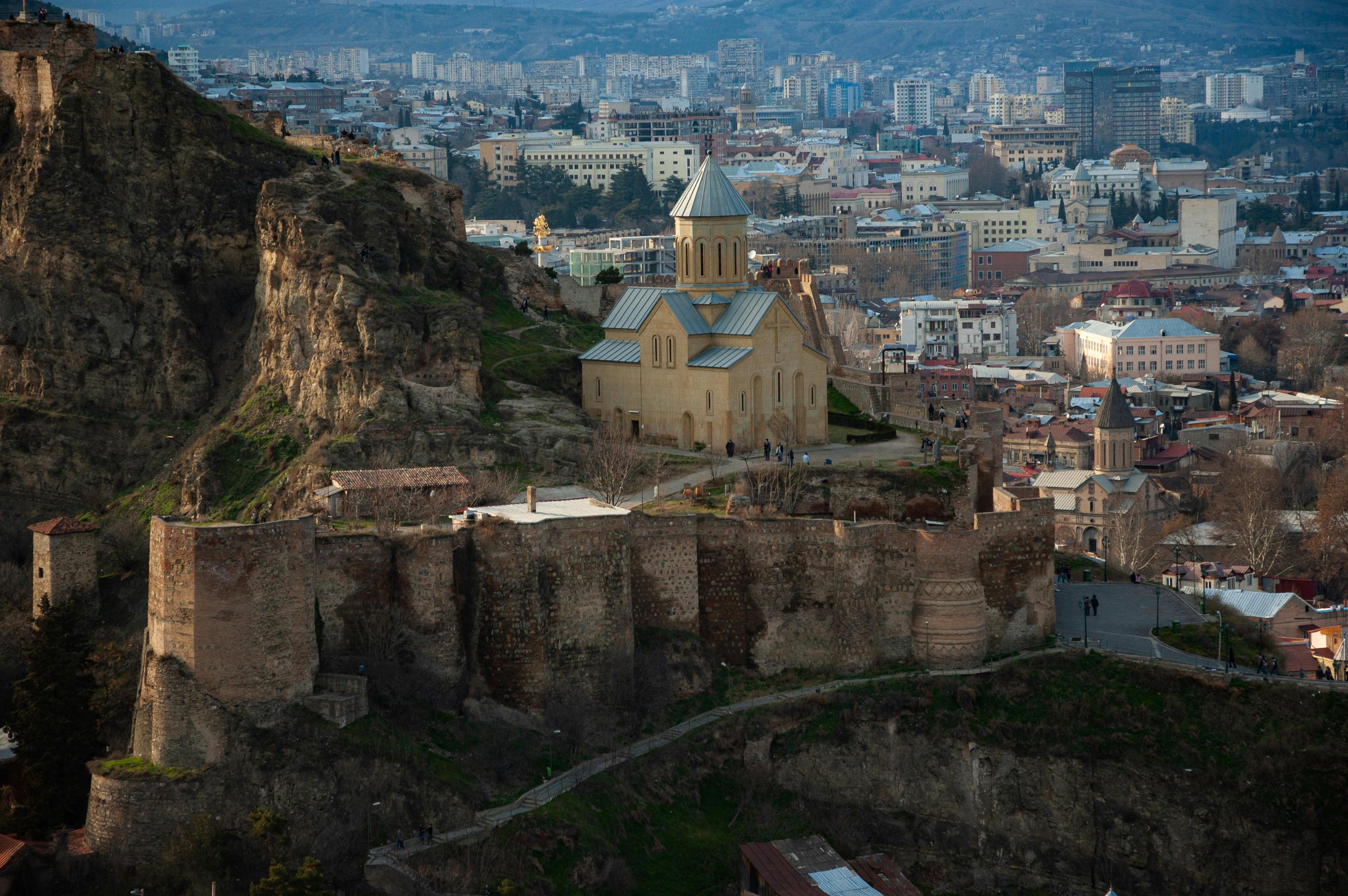 Aerial View of a Large Clock in front of the Temple of Wat Phnom, Phnom ...