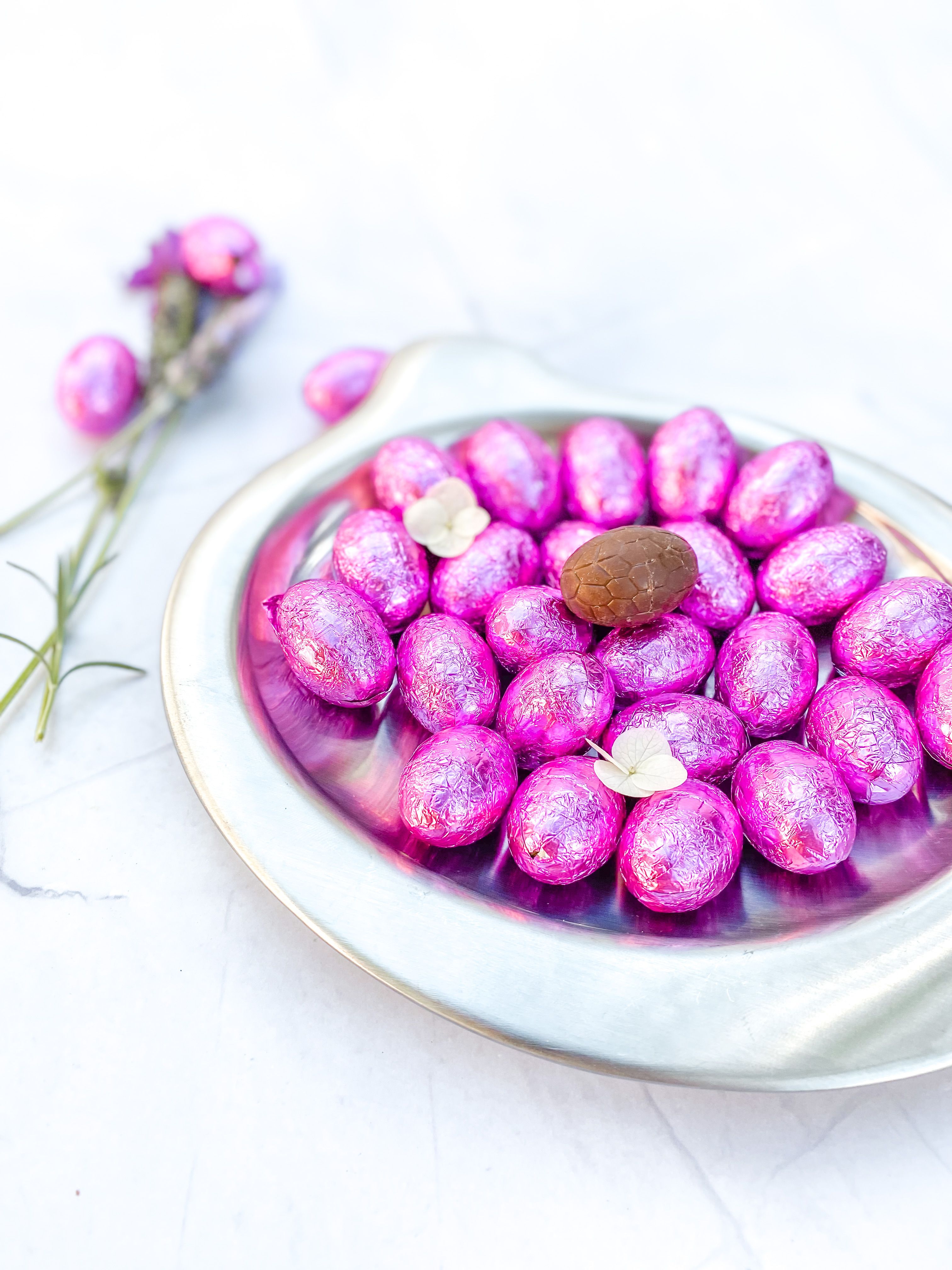 Easter Chocolate Eggs in Pink Foil · Free Stock Photo