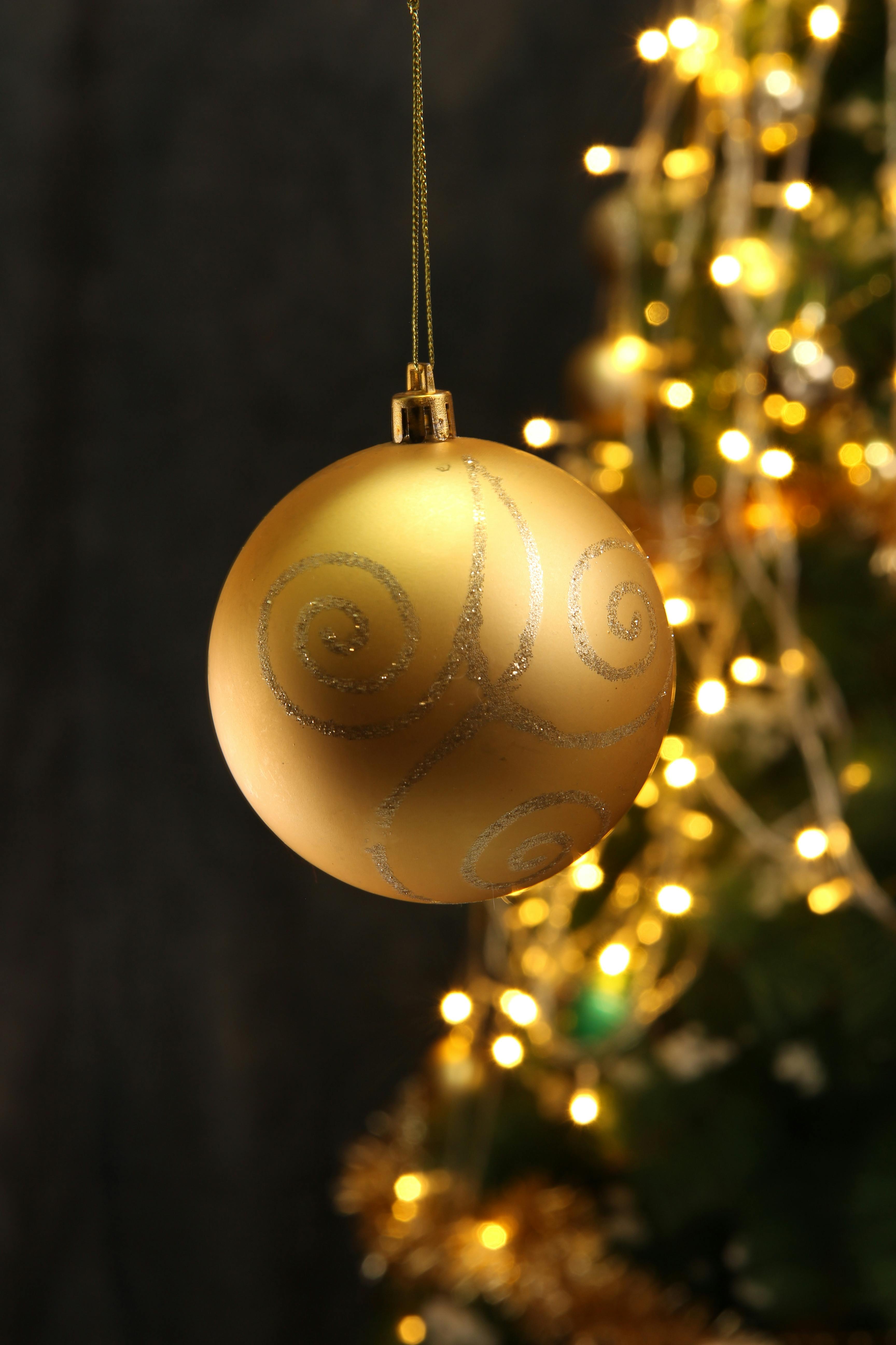 Gold Christmas Ball with Glitters · Free Stock Photo
