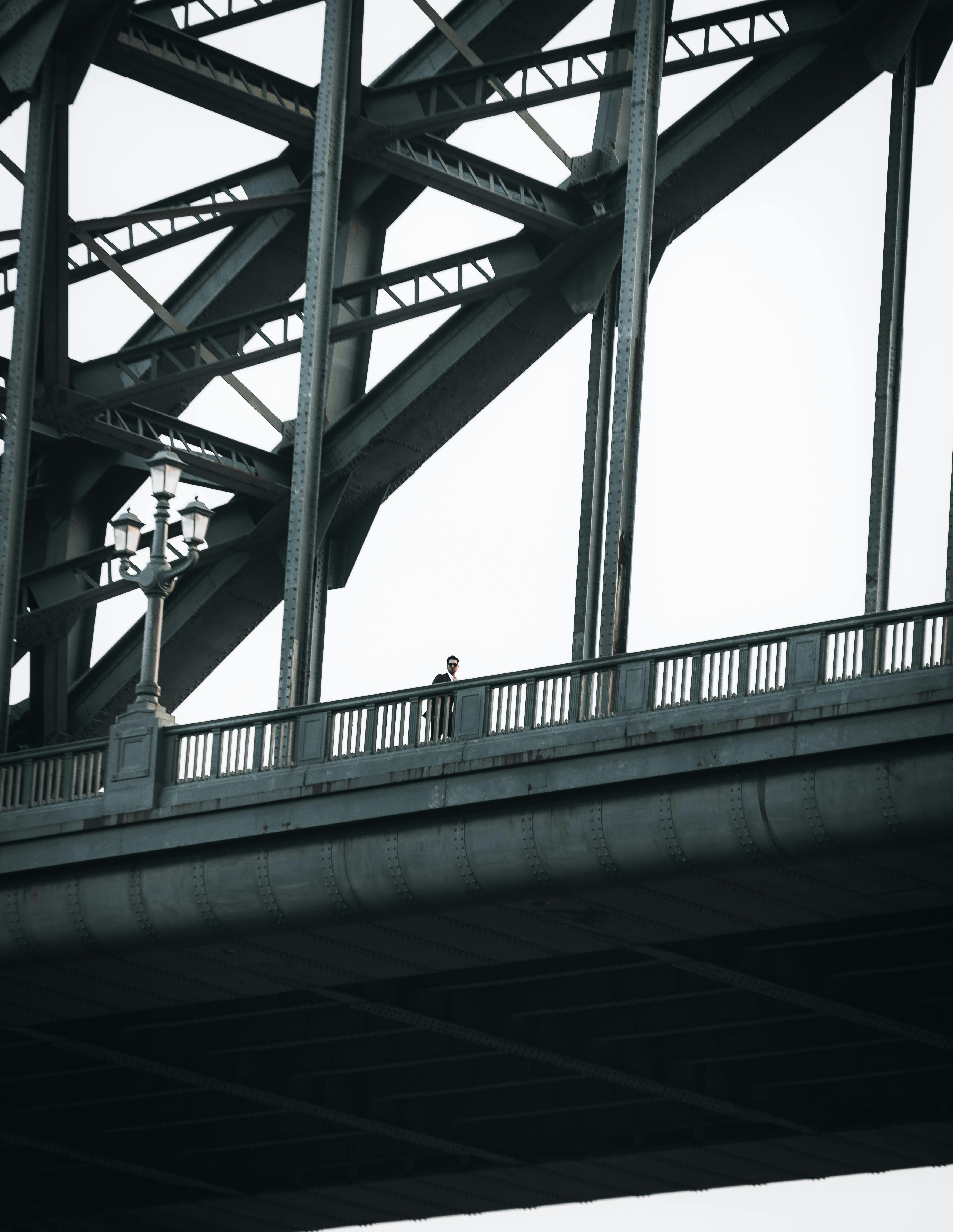 Silhouette of Man Crossing Bridge · Free Stock Photo