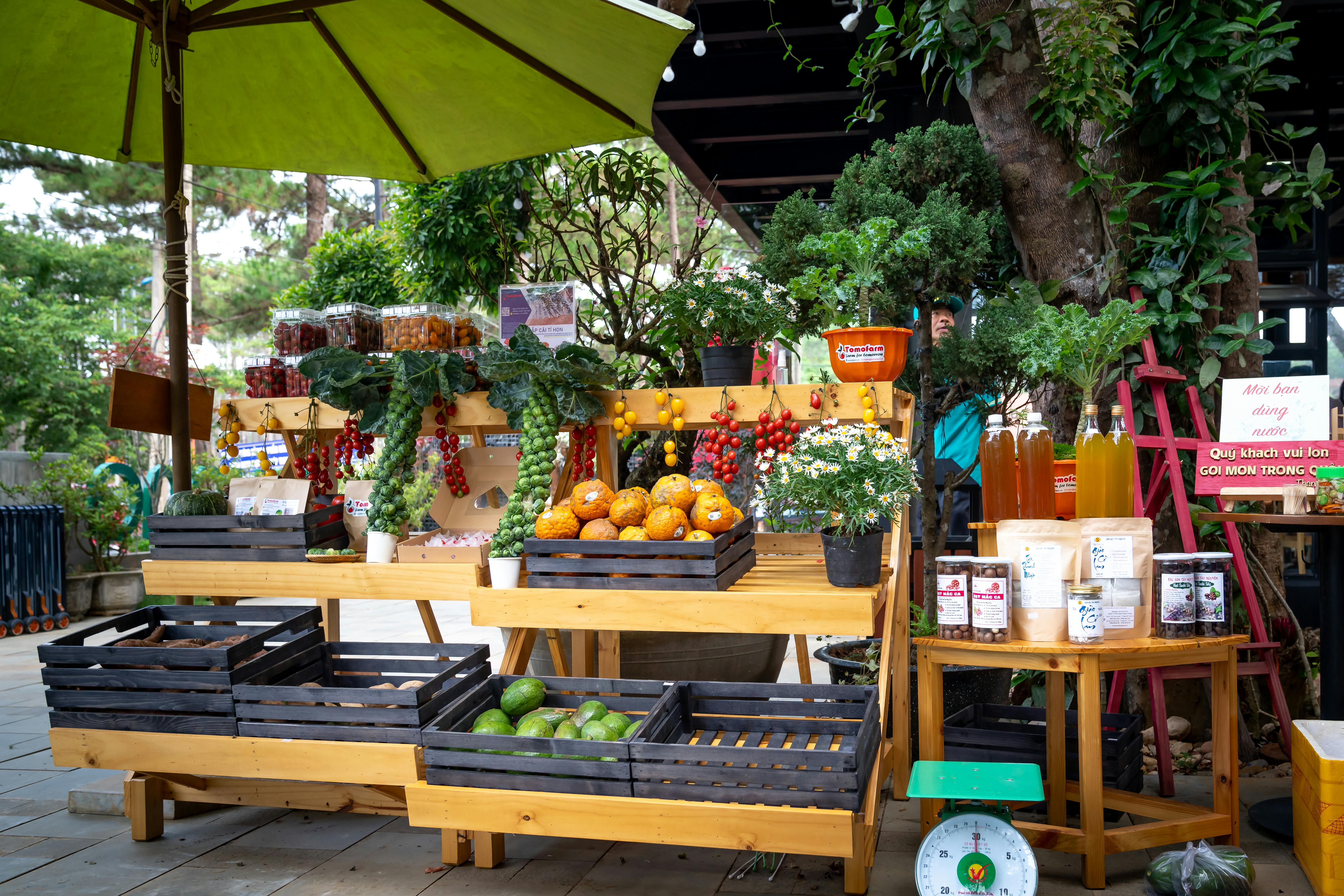 Wooden Street Stall with Fruits and Vegetables · Free Stock Photo