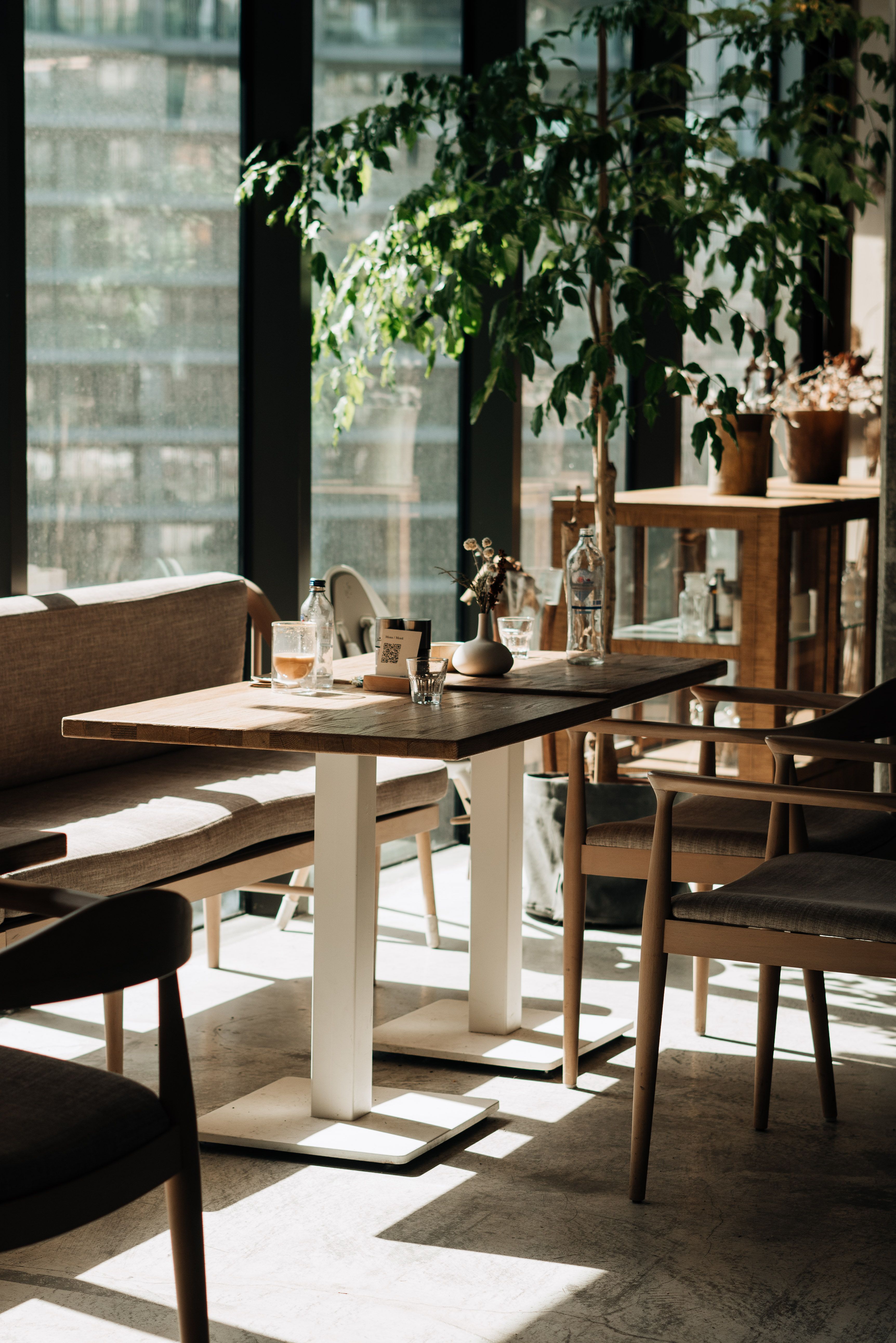 Cozy Cafe with Glass Wall · Free Stock Photo