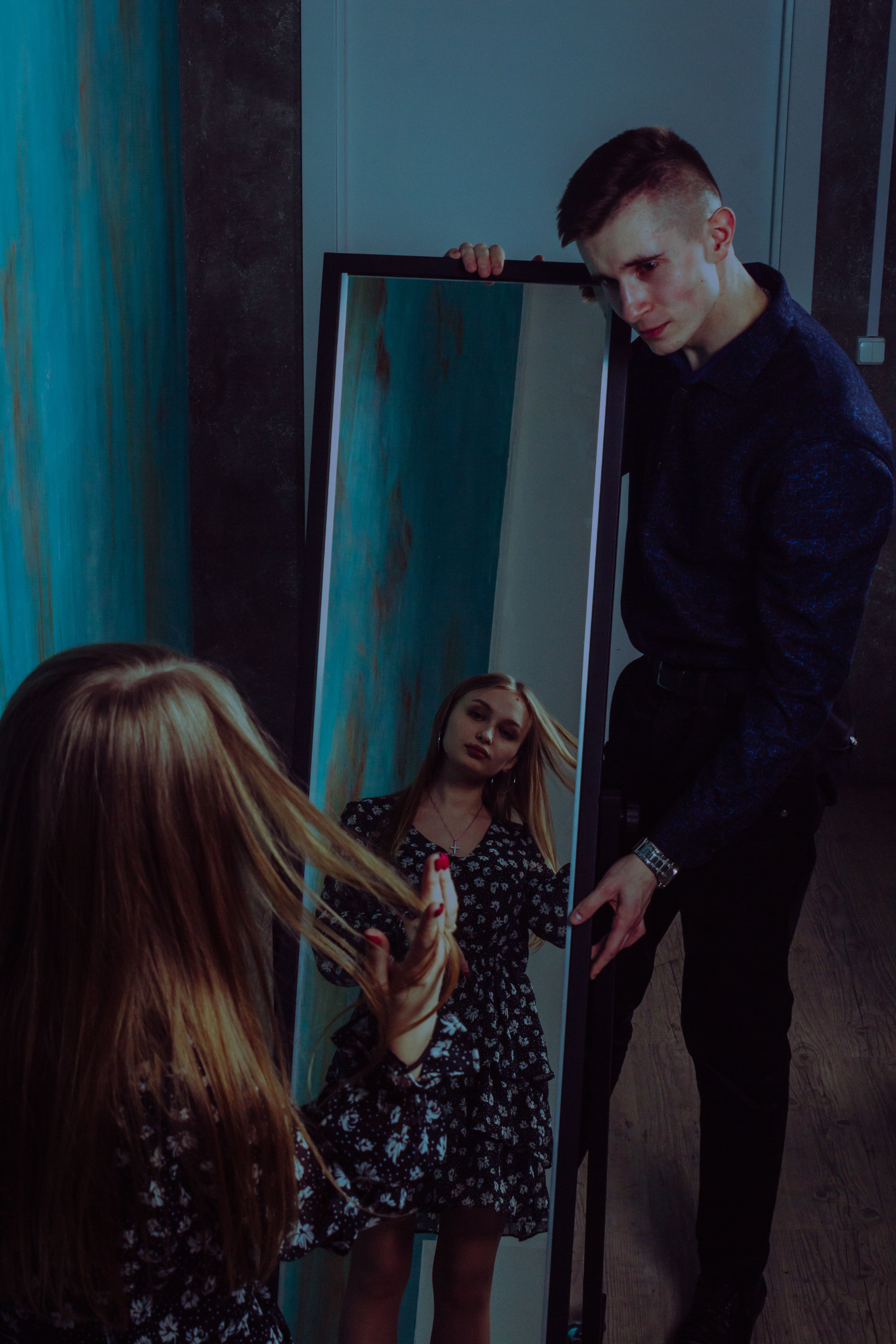 Woman with Her Mirror Reflection · Free Stock Photo