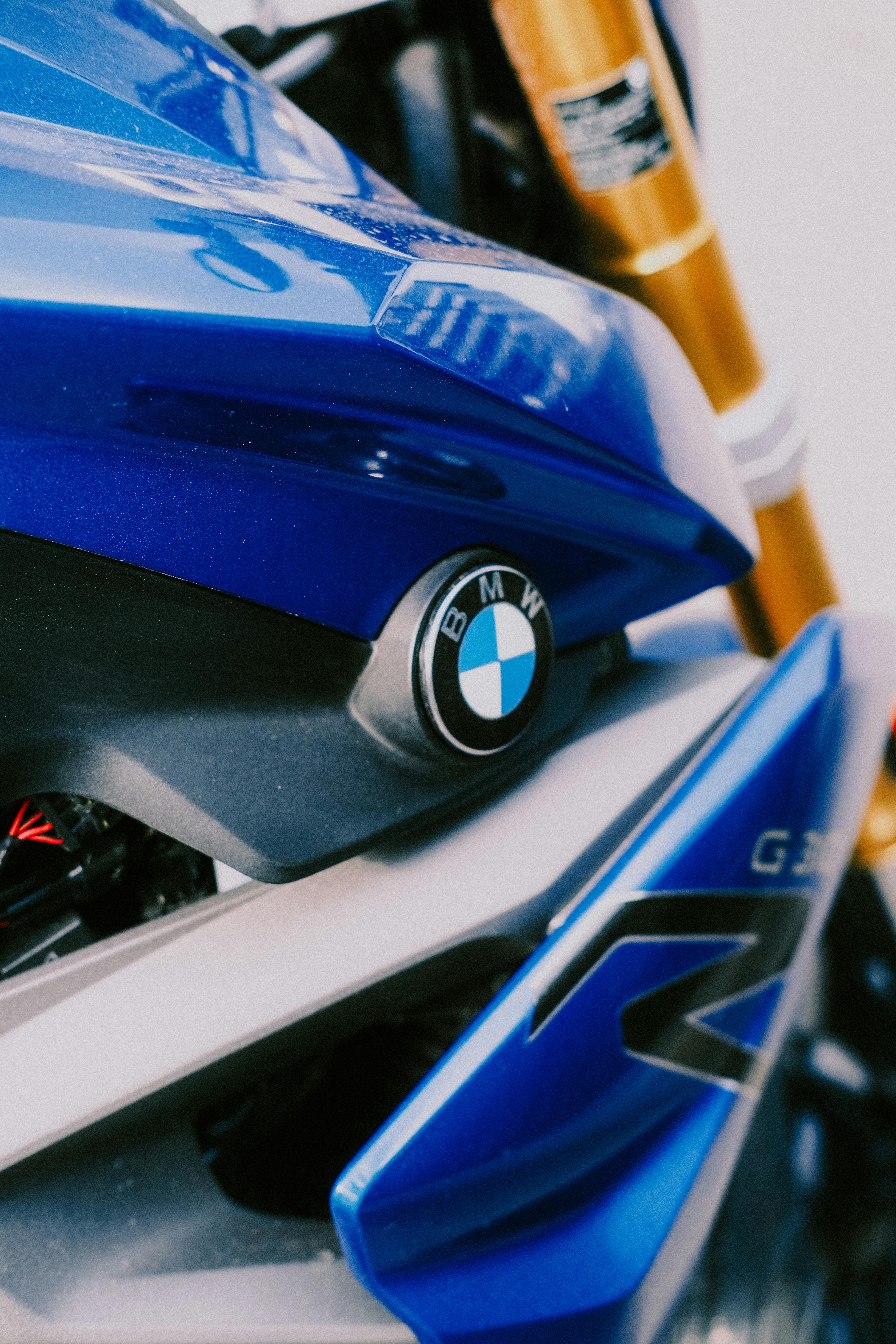 Blue BMW Motorcycle in Tilt Shift Lens · Free Stock Photo