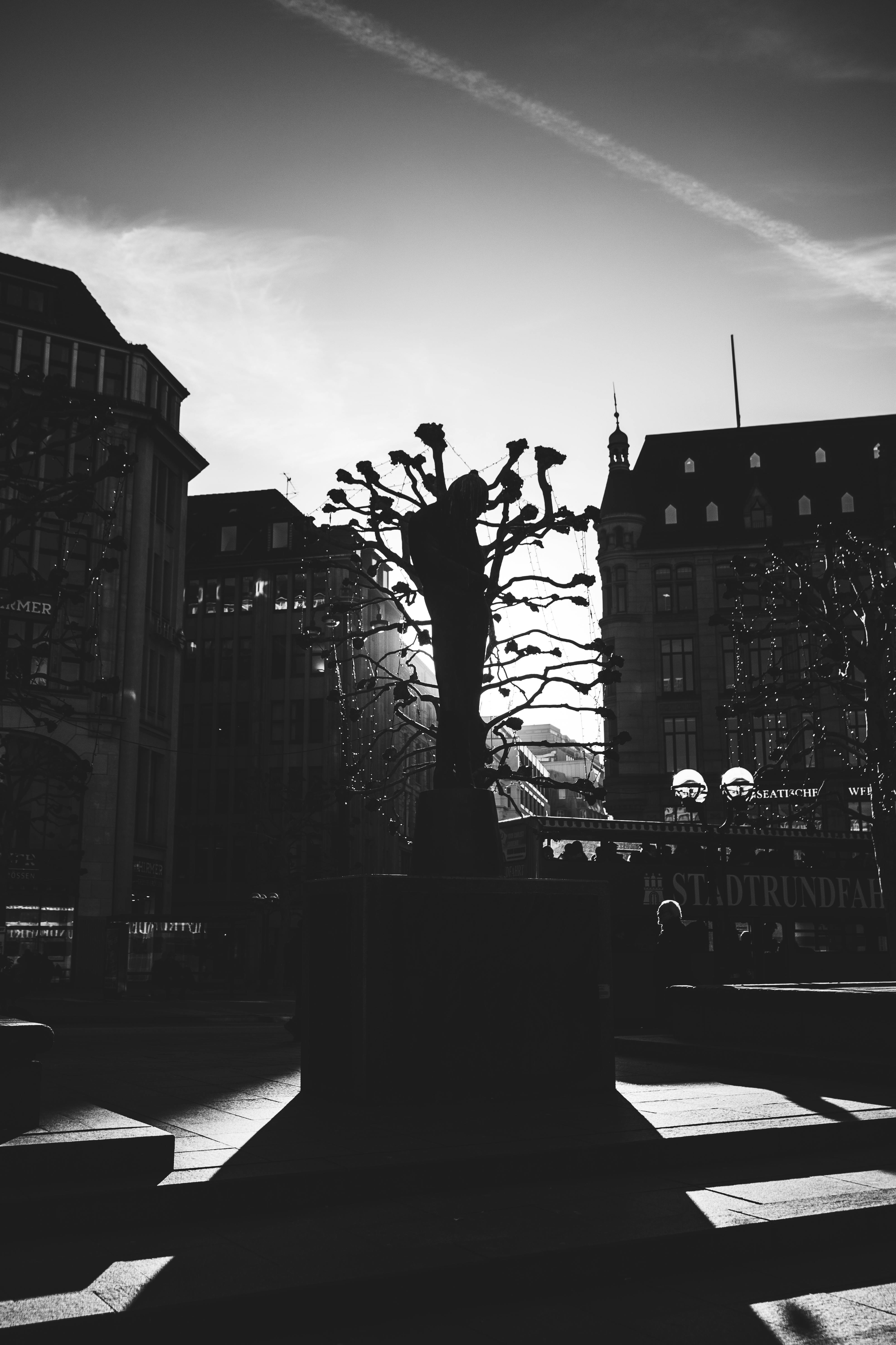 Silhouette of Sculpture in the Middle of the Street · Free Stock Photo