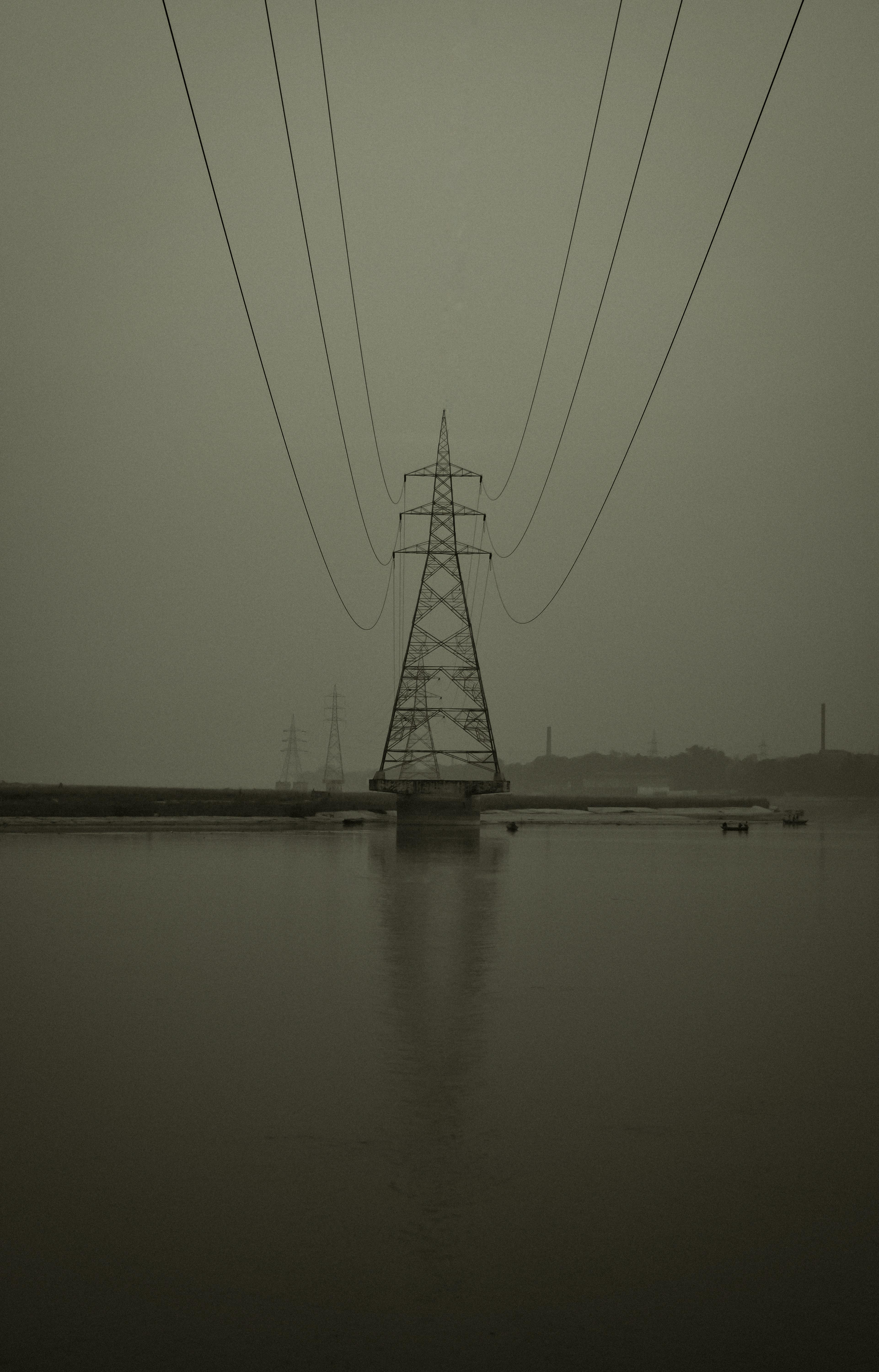 Electric Cables over Water · Free Stock Photo