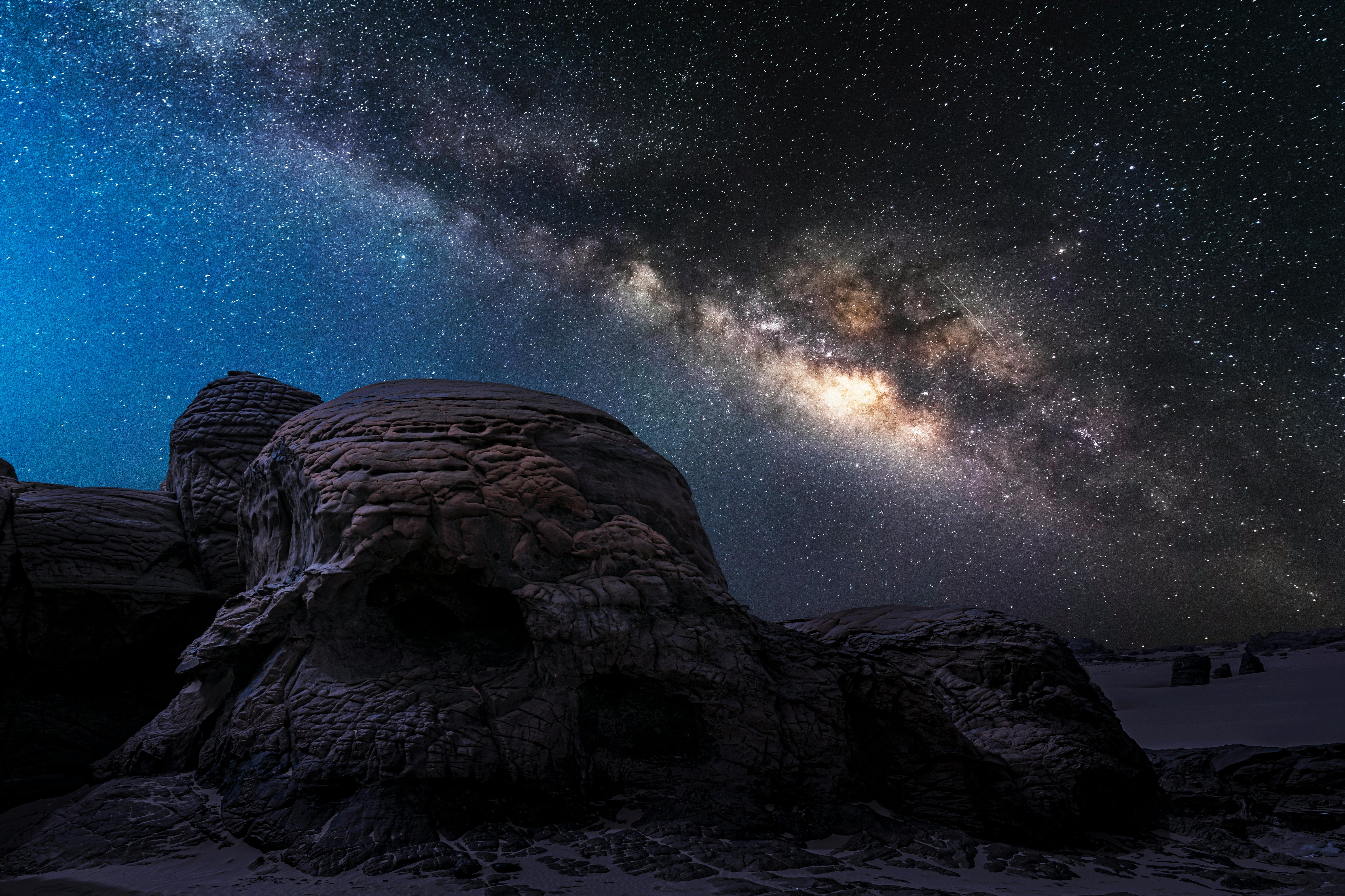 Rocks under the Starry Night Sky · Free Stock Photo