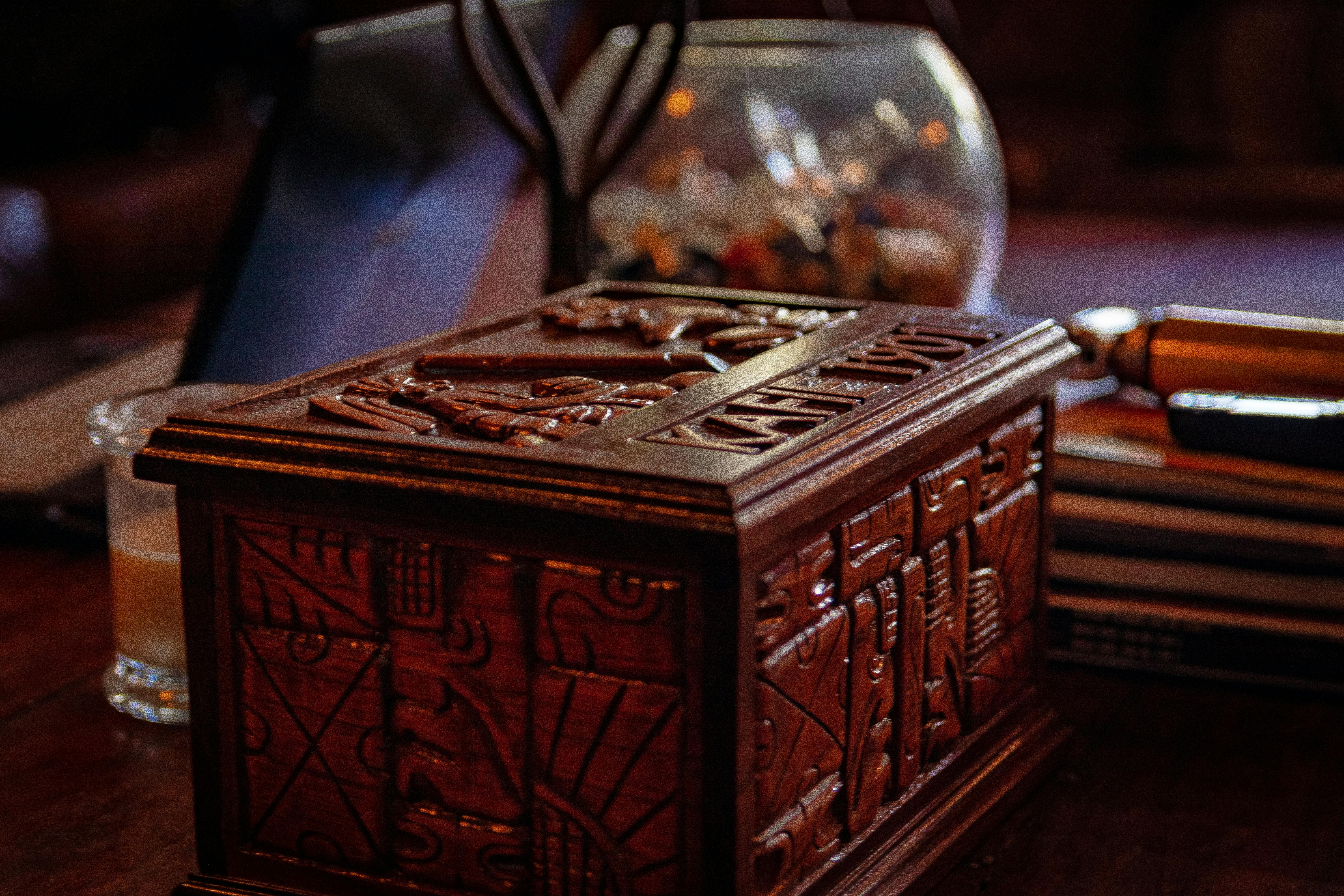 Brown Wooden Chest Box on the Table · Free Stock Photo