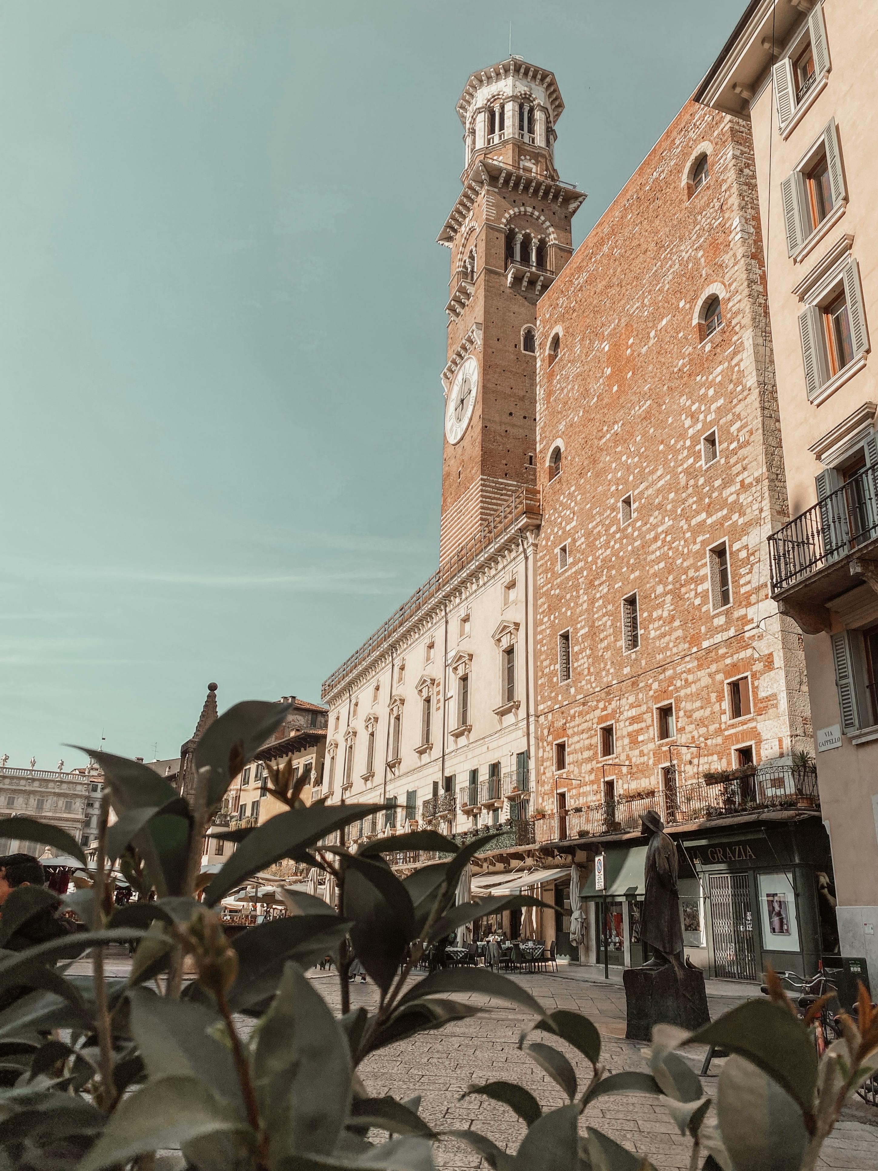 Verona Clock Tower View From Torre Dei Lamberti, Verona, Italy