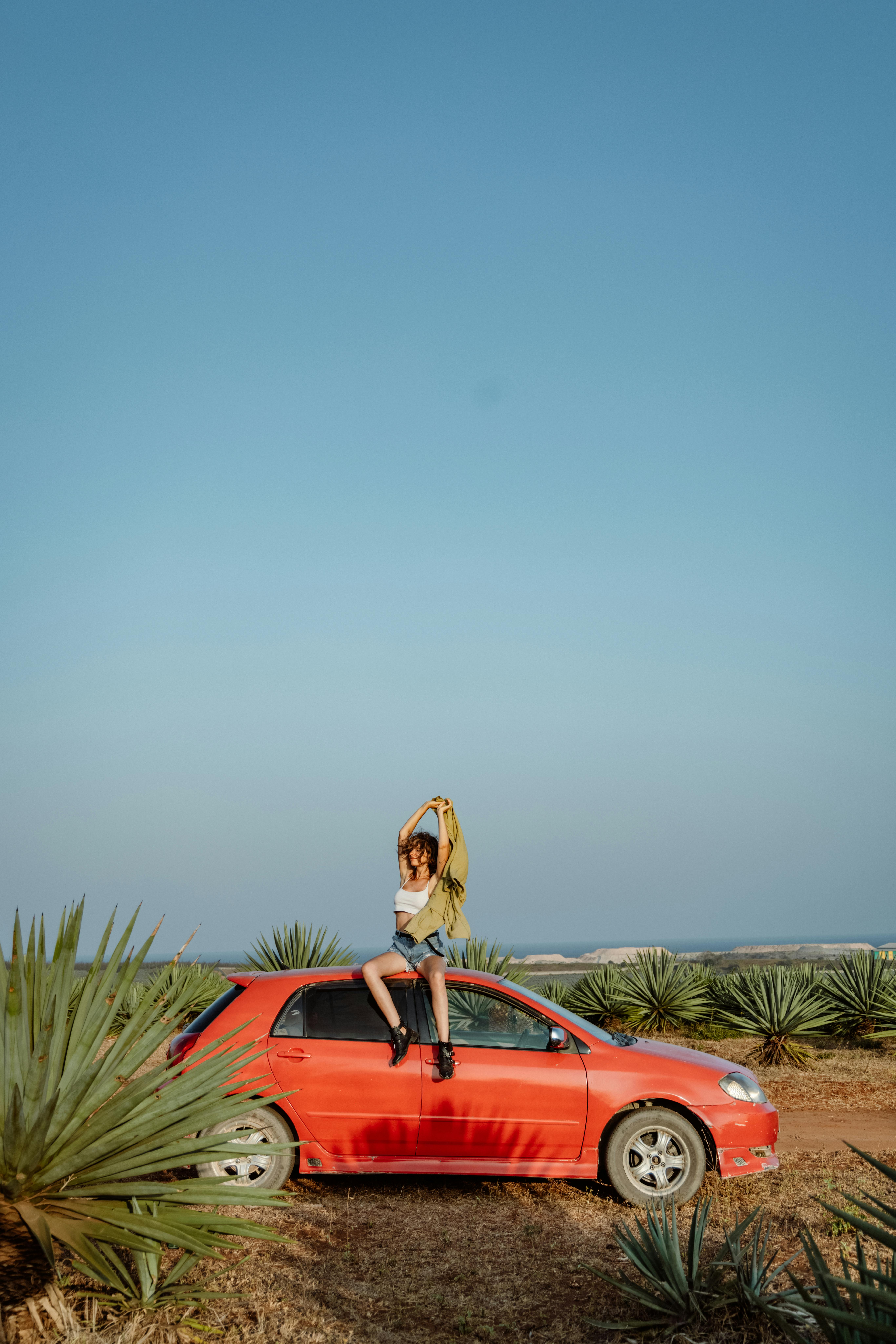 Woman Sitting on Car's Roof · Free Stock Photo