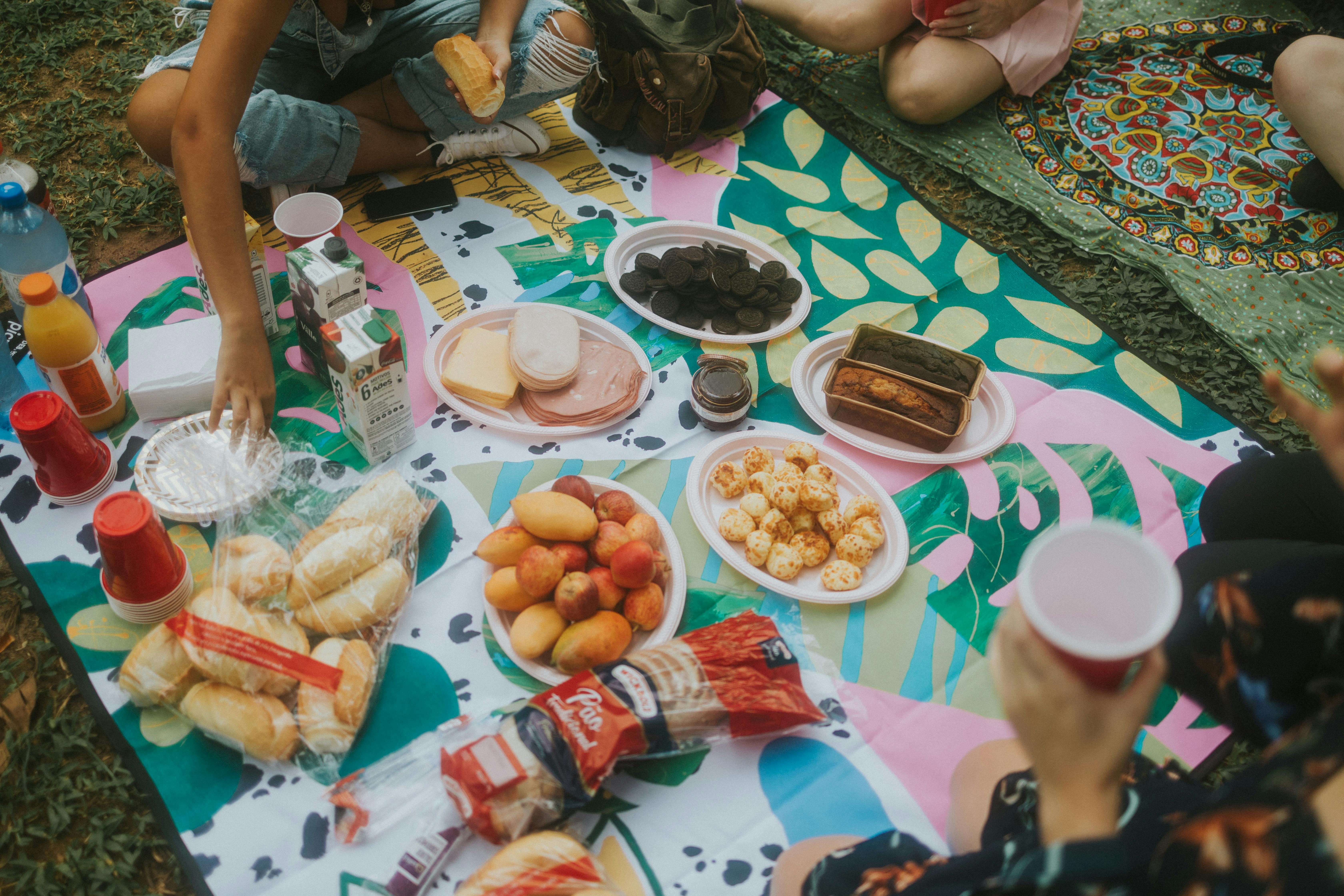 Food on a Blanket · Free Stock Photo
