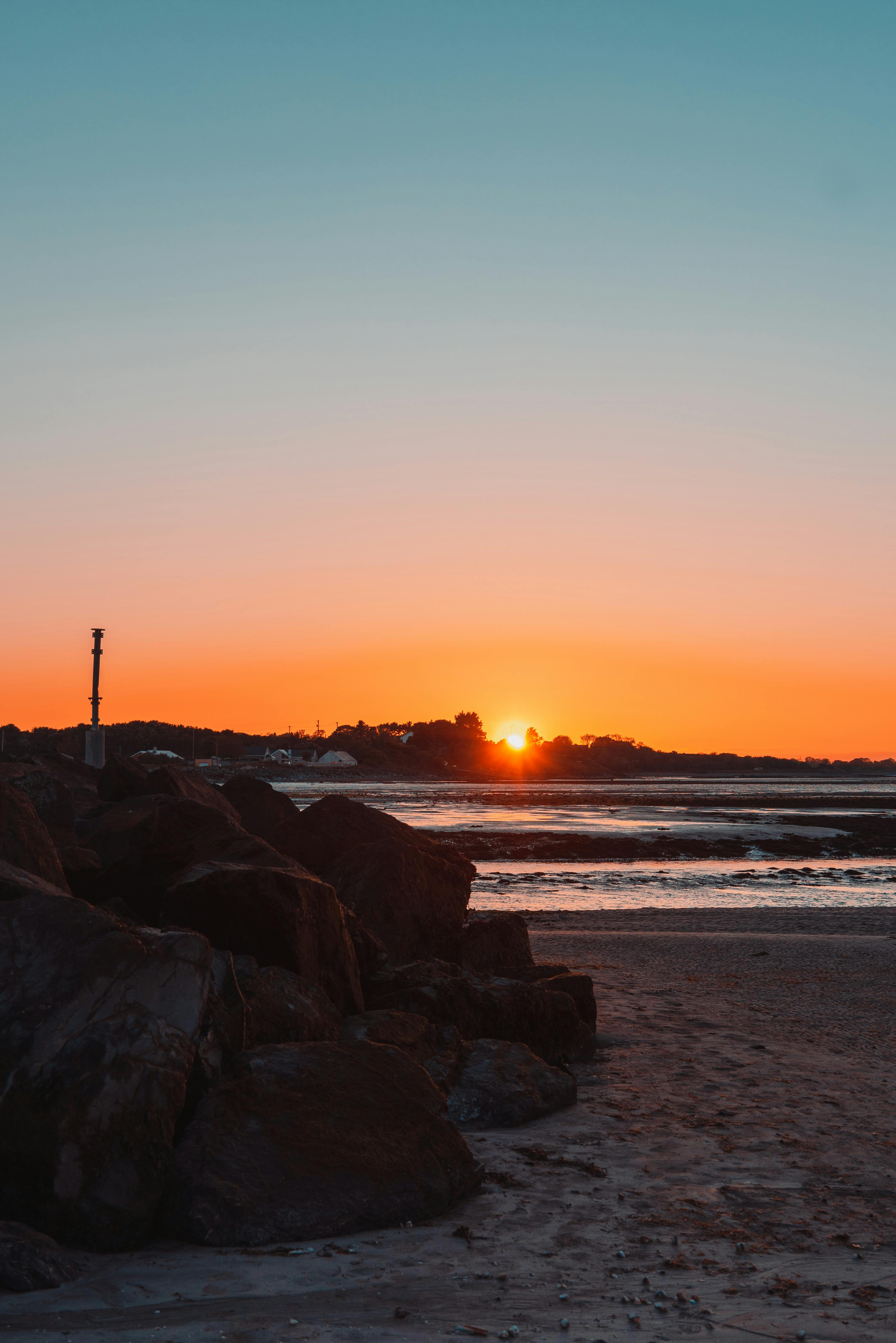 Beautiful Sunset over Ocean Shore · Free Stock Photo