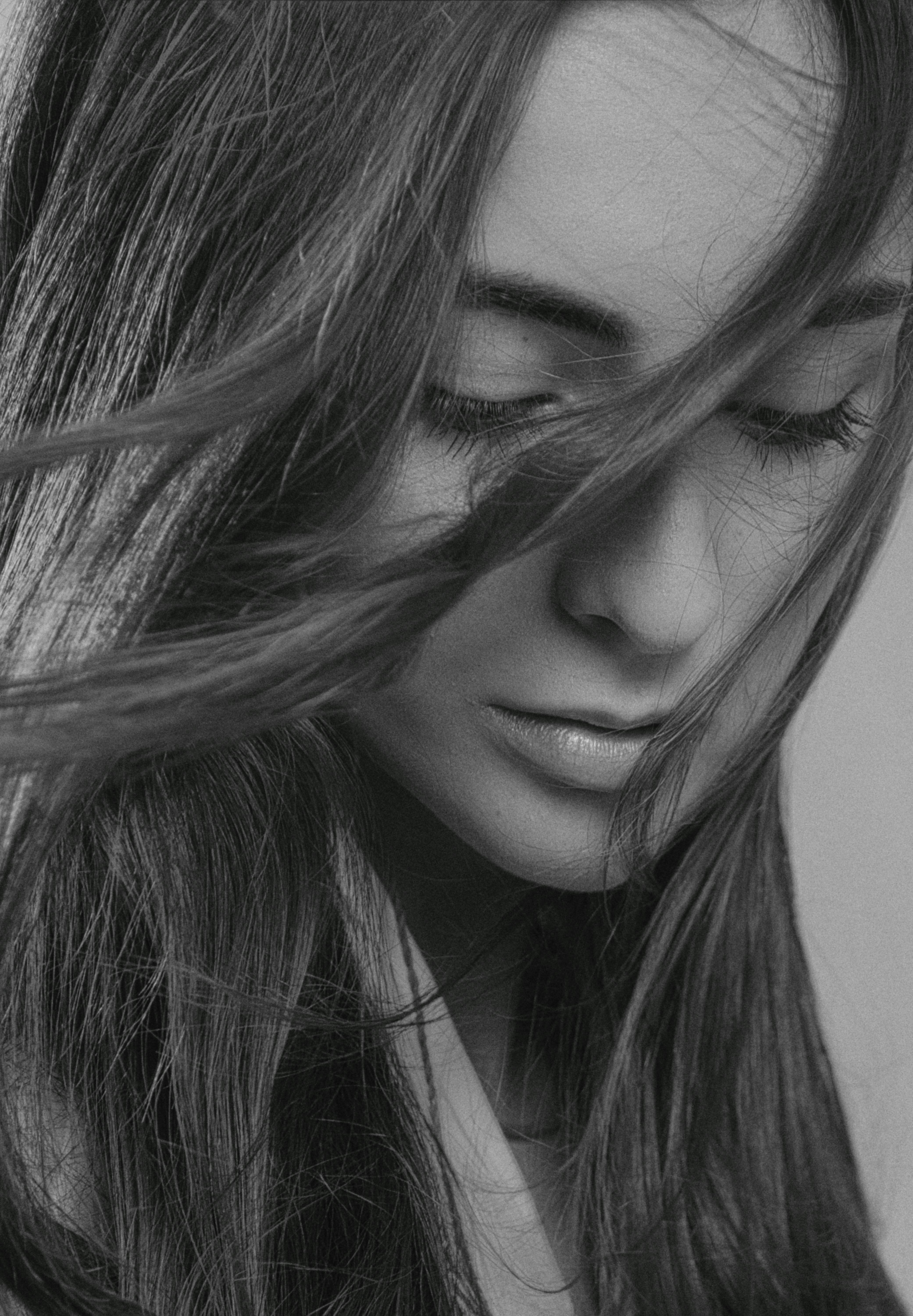 Grayscale Portrait of Woman · Free Stock Photo