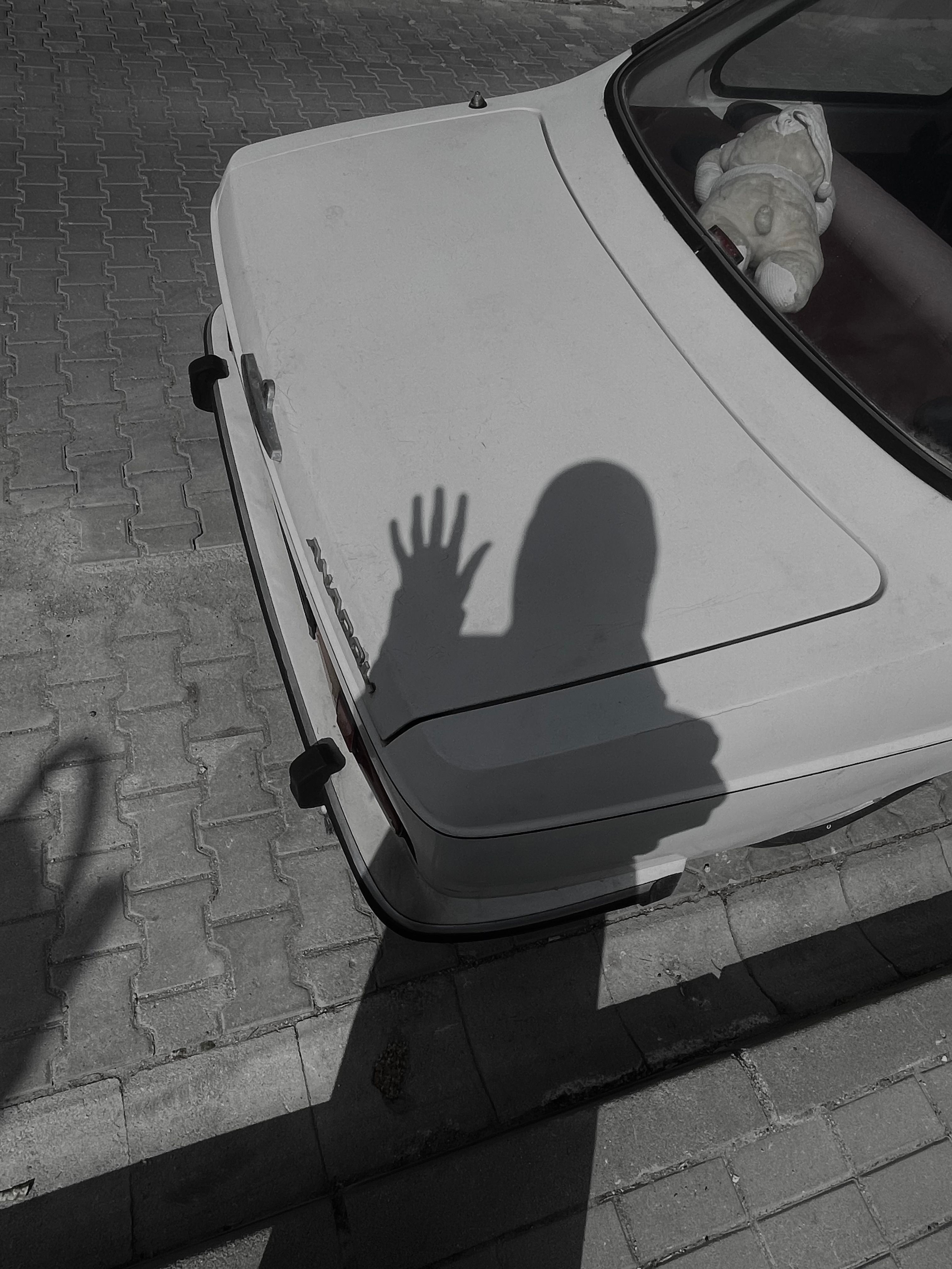 Shadow of Person Waving on Car Hood · Free Stock Photo