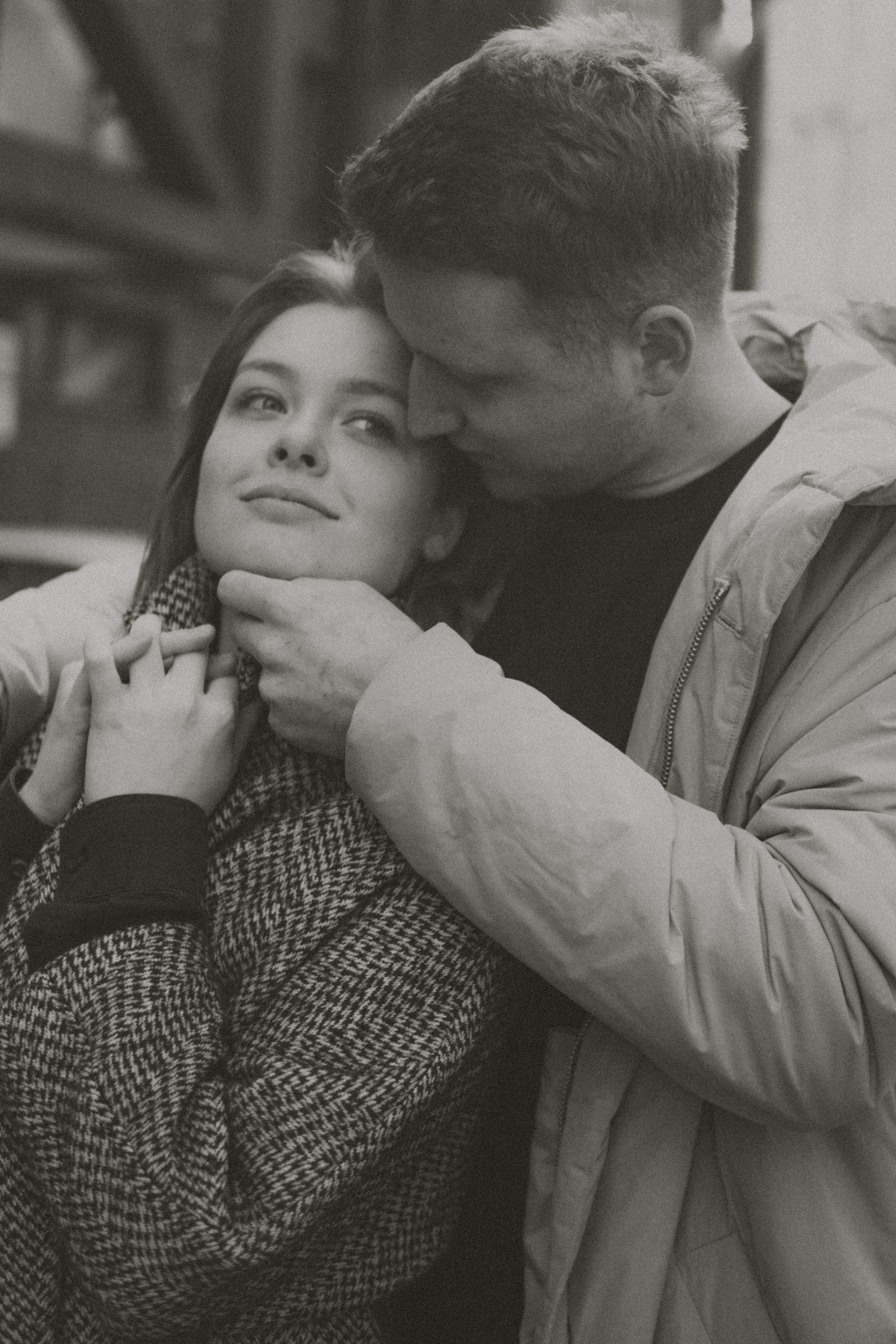 Grayscale Photo of an Elderly Woman Hugging Man · Free Stock Photo