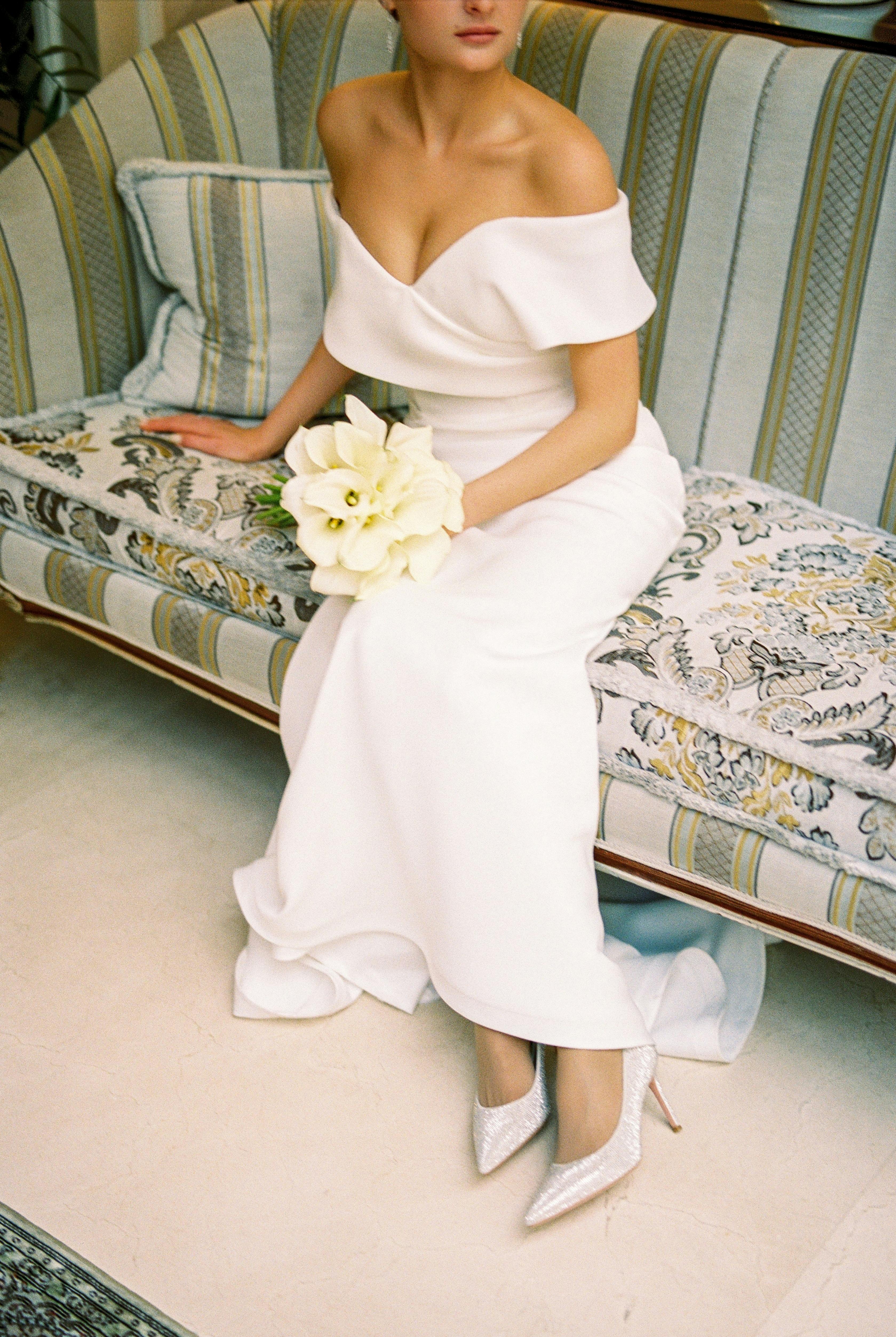 Bride Sitting on Couch · Free Stock Photo